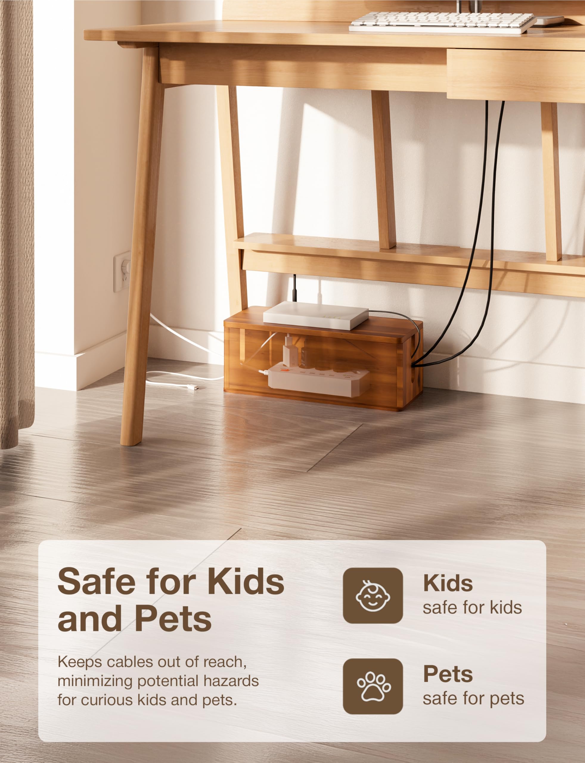 Snapklik.com : TIDITA Acacia Wood Cable Management Box Round Edge - 16 ...