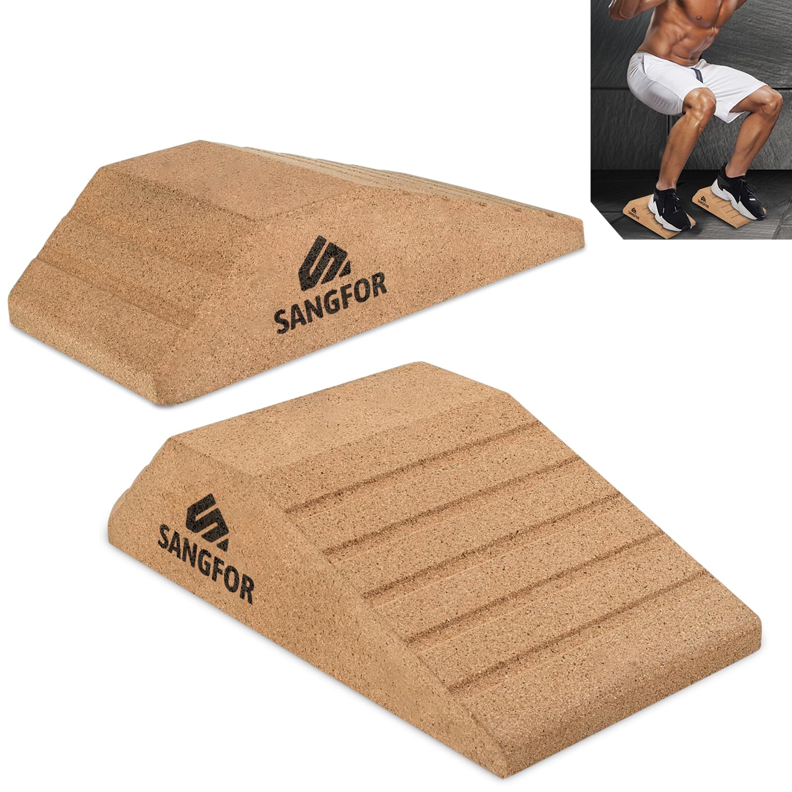 Snapklik.com : Squat Wedge, High Density Cork Squat Wedge Block