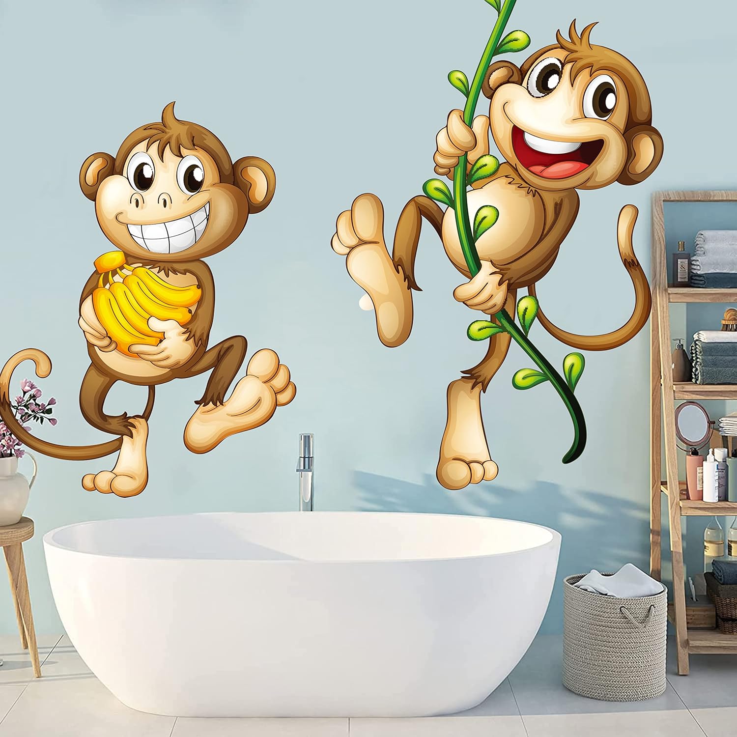 Amazon.com: Cute Monkey Holding Banana Wall Decals Jungle Animals Wall ...