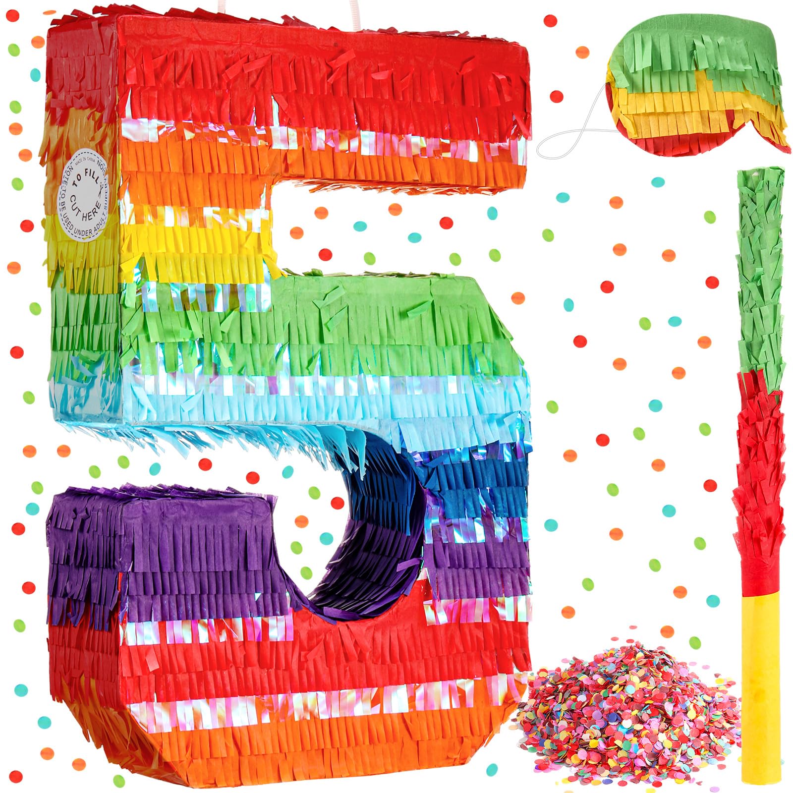 Snapklik.com : Poen Rainbow Mexican Number Pinata For Kids