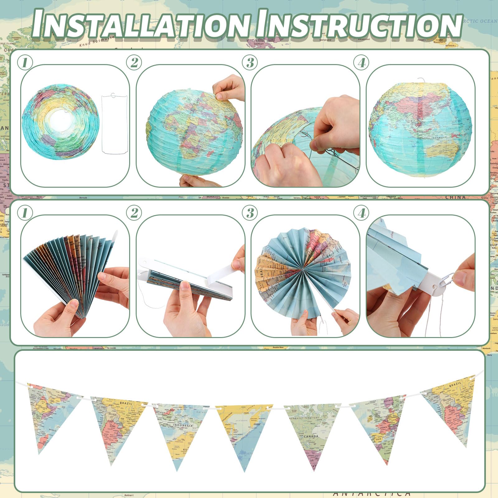 Snapklik.com : 19 Pcs Map Classroom Decorations Travel Themed Party ...