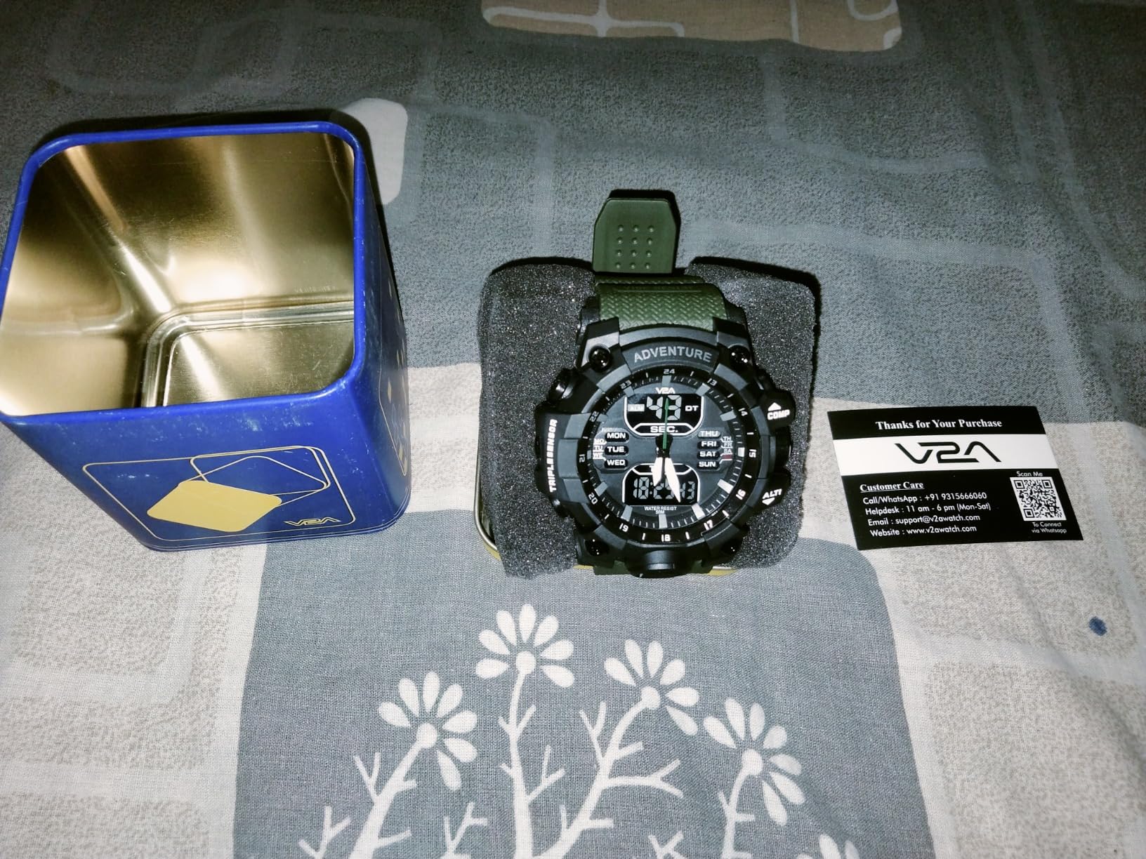 V2A Bold and Big Dial Multifunction Resin Band Analogue and Digital ...