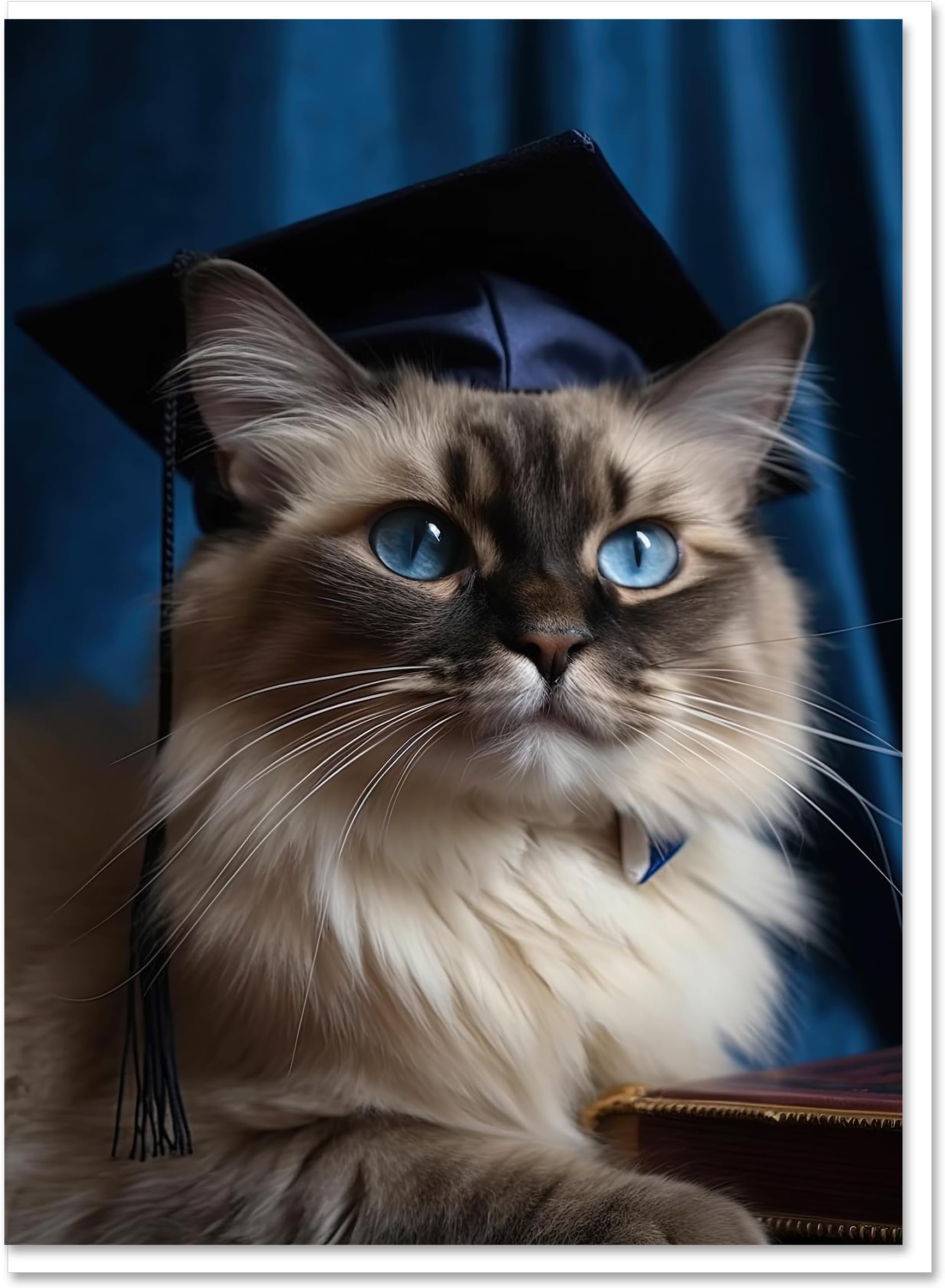 Amazon.com : Blue Eyes Cat Graduation Greeting Card from Unique Pets ...
