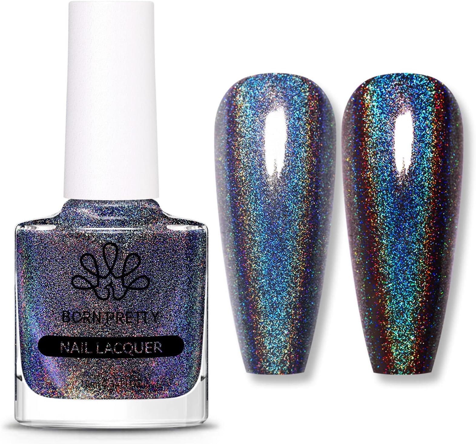Amazon.com : Born Pretty Nail Polish Holographic Black Sparkle Nail ...