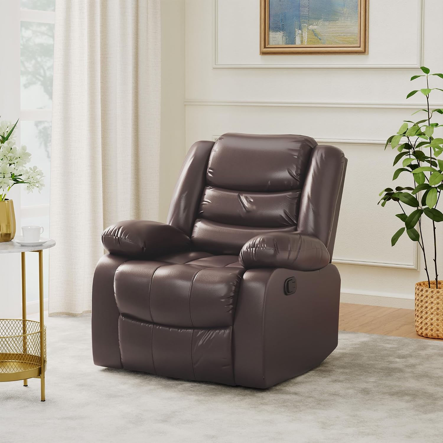 Amazon Brand - Solimo Delphi 1 Seater Leatherette Recliner (Brown ...
