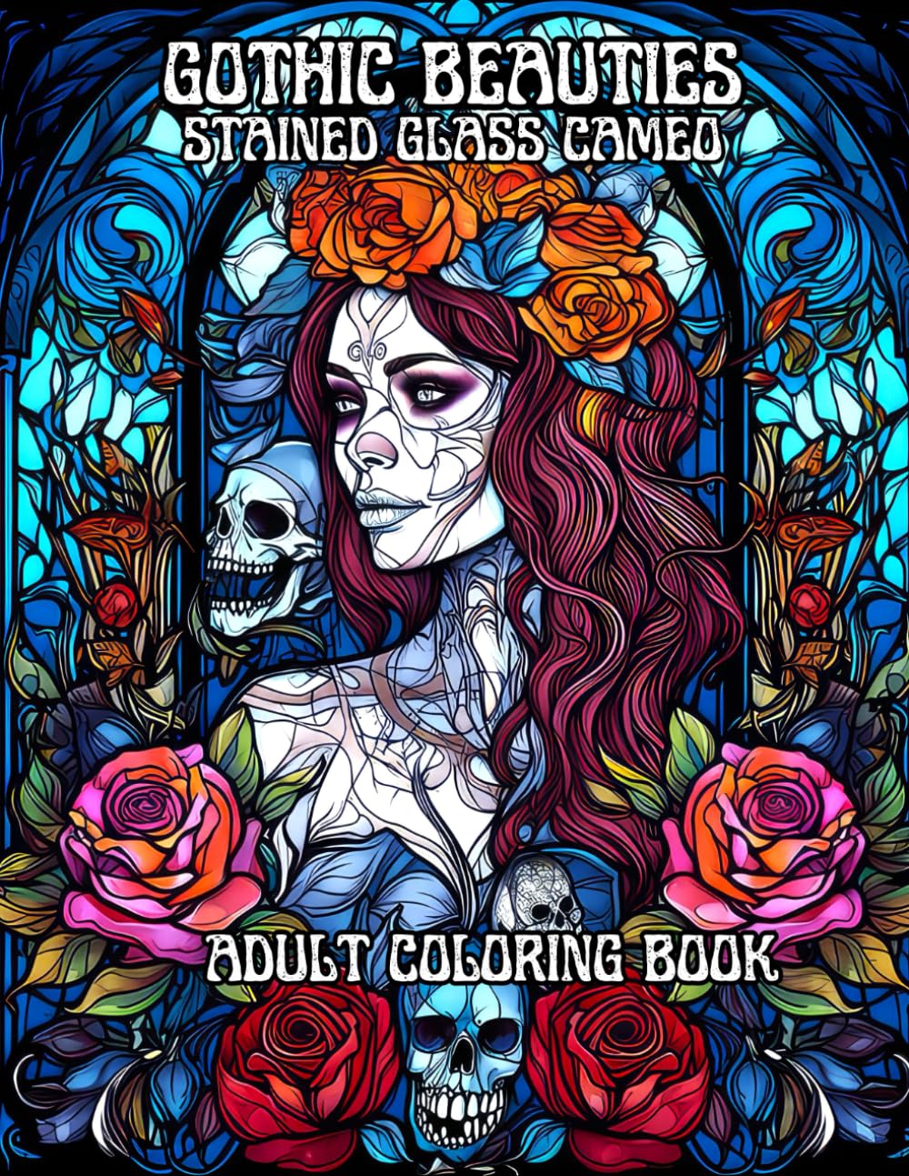 Amazon.com: GOTHIC BEAUTIES-STAINED GLASS CAMEO ADULT COLORING BOOK ...