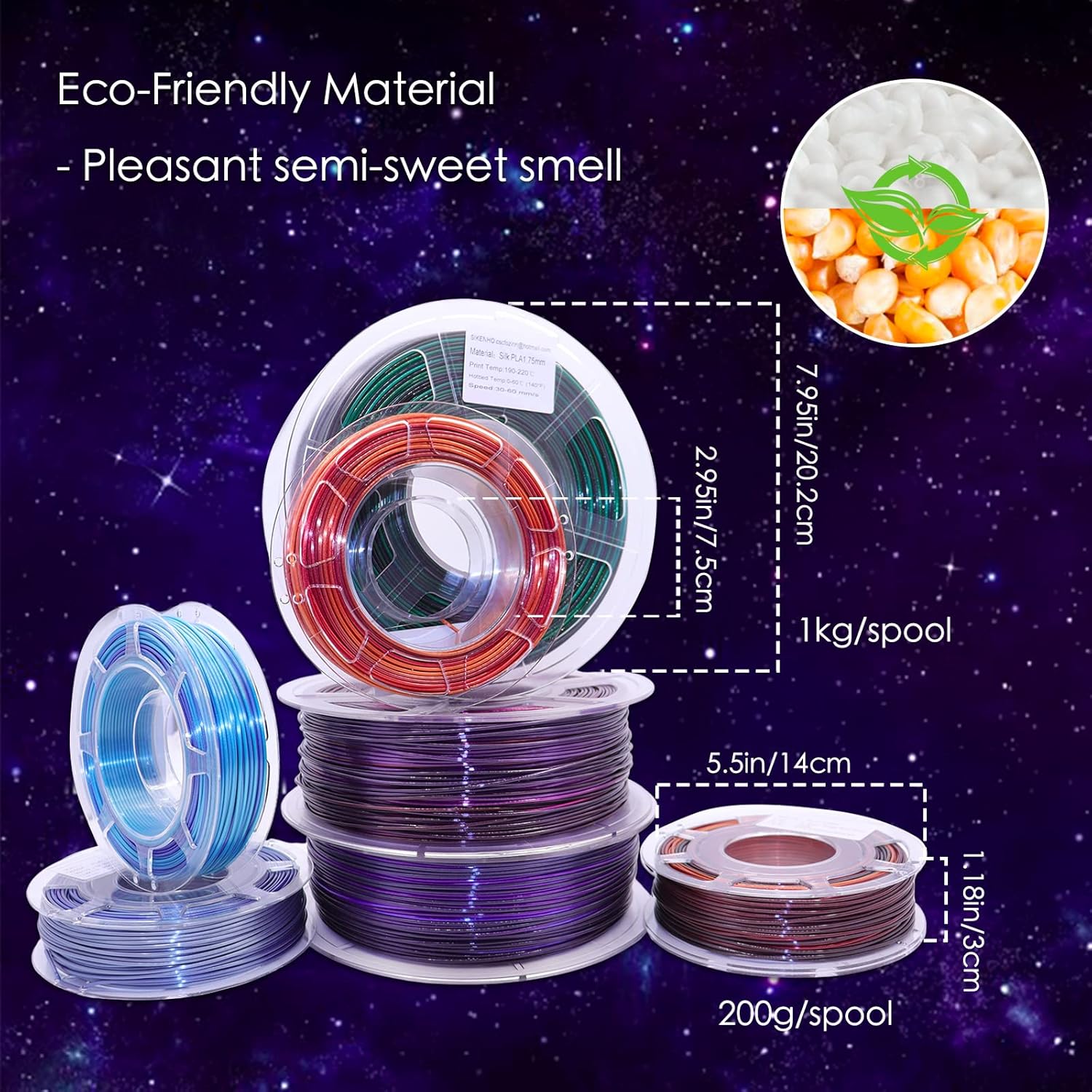 Buy SIKENHO 3d Printer Filament 1.75 PLA Filament, Shiny Purple PLA ...