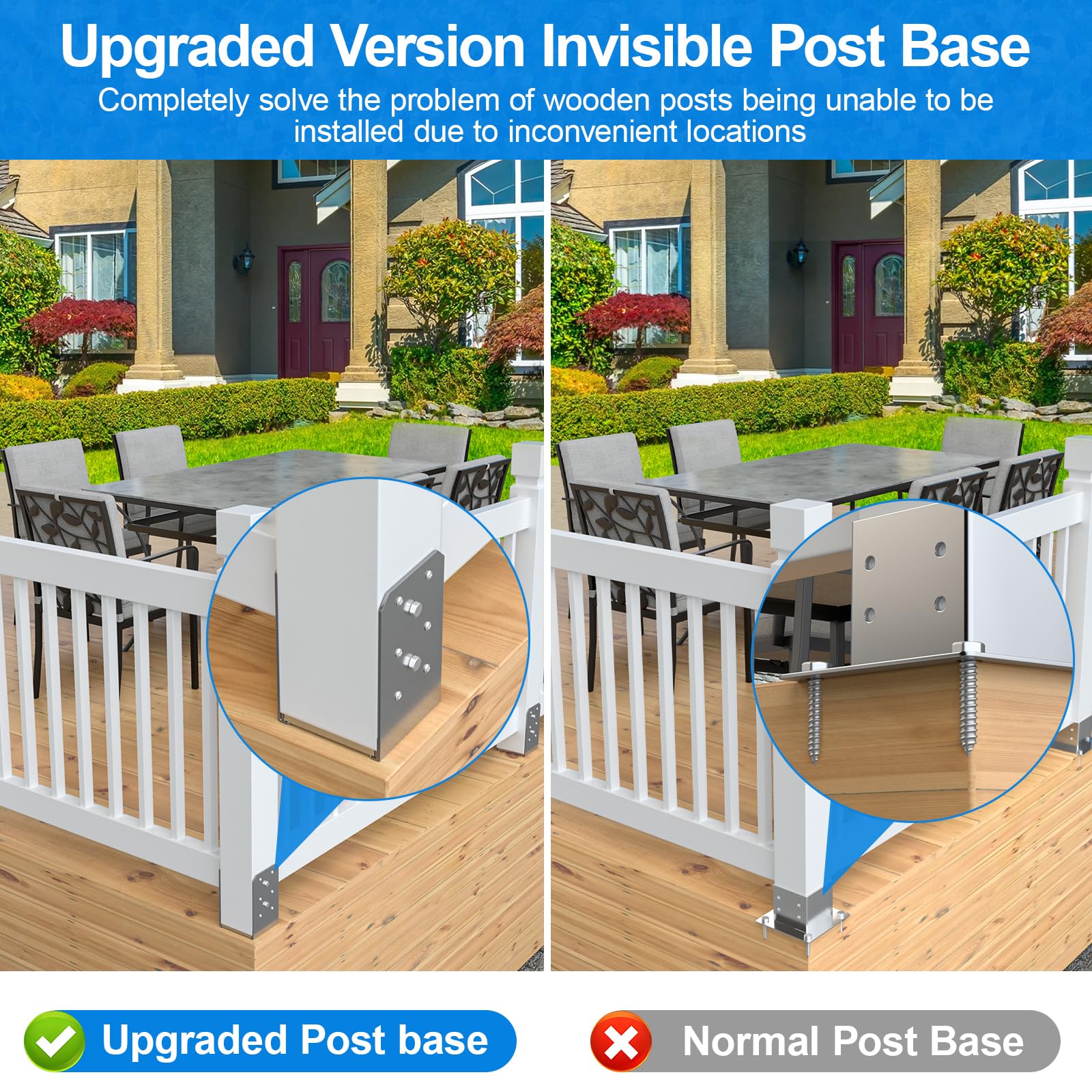 6"x 6" Post Base, 10Pcs Stainless Steel Adjustable Post Anchor Bracket ...