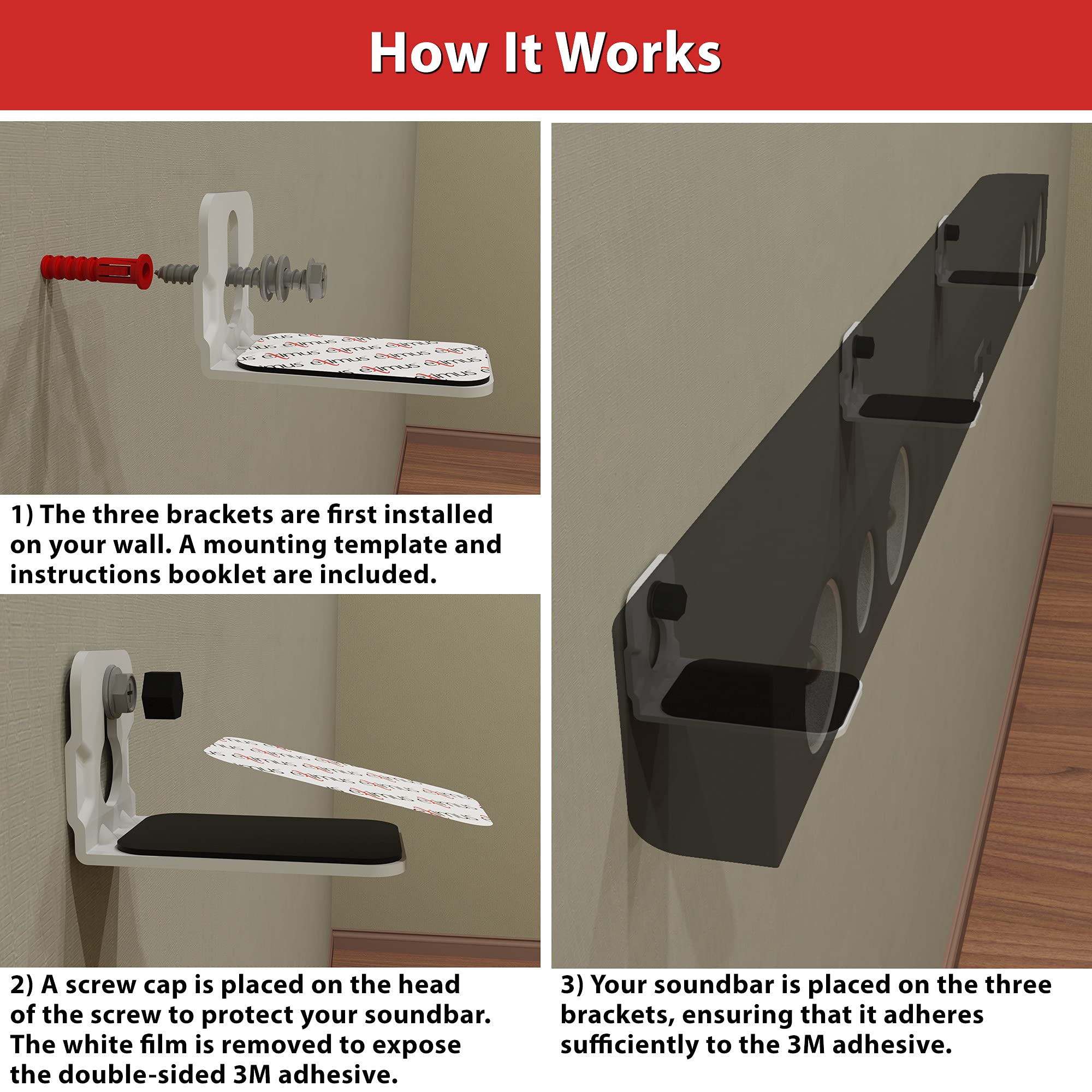 Snapklik.com : EXIMUS Heavy-Duty Universal Soundbar Wall Mount Brackets
