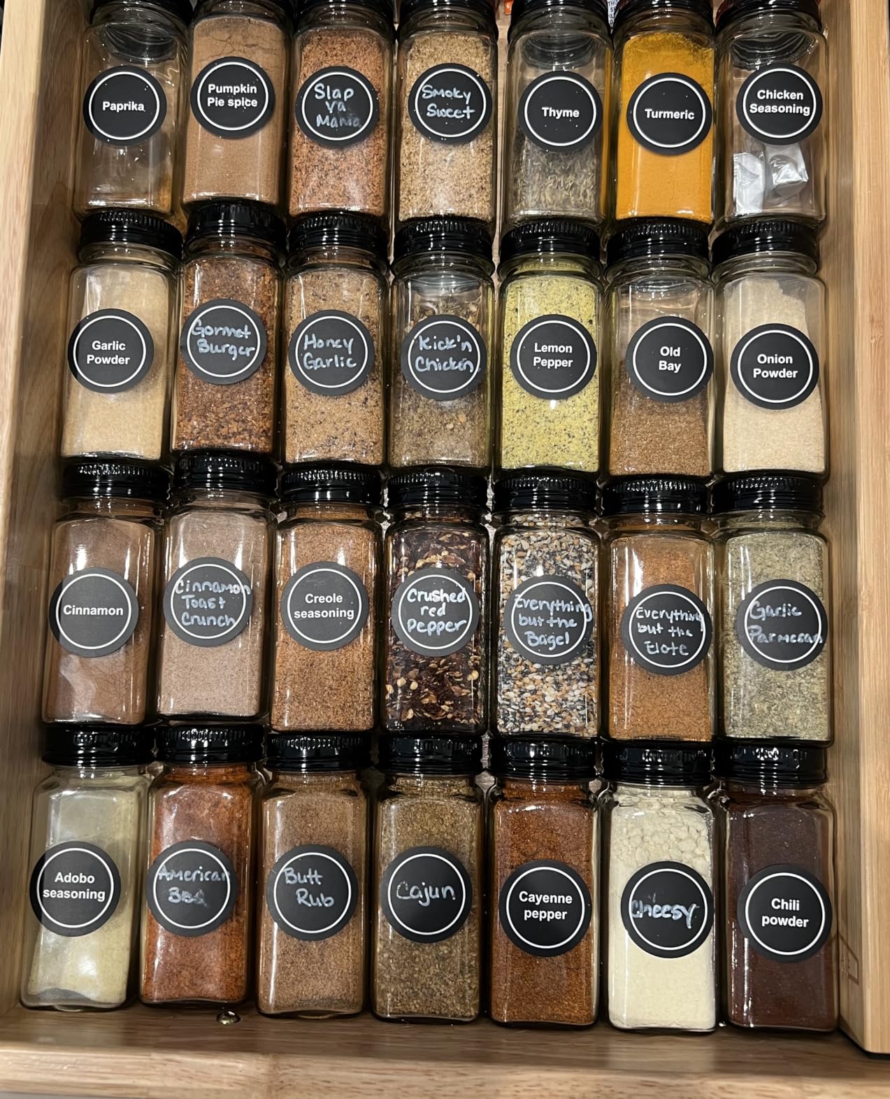 Amazon.com: Accguan Spice Jars,4oz Glass Spice Bottles with Wood Grain Lids,Spice Labels and ...