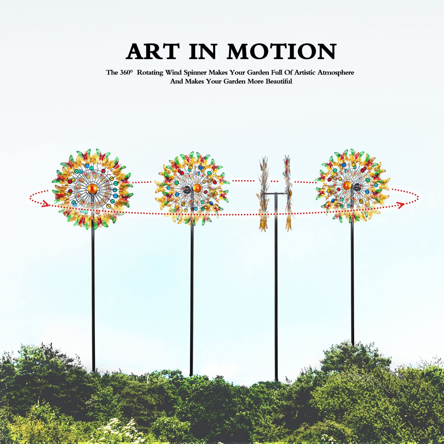 Pure Echo Garden Wind Spinner, Metal Windmill, Large Wind Sculpture ...