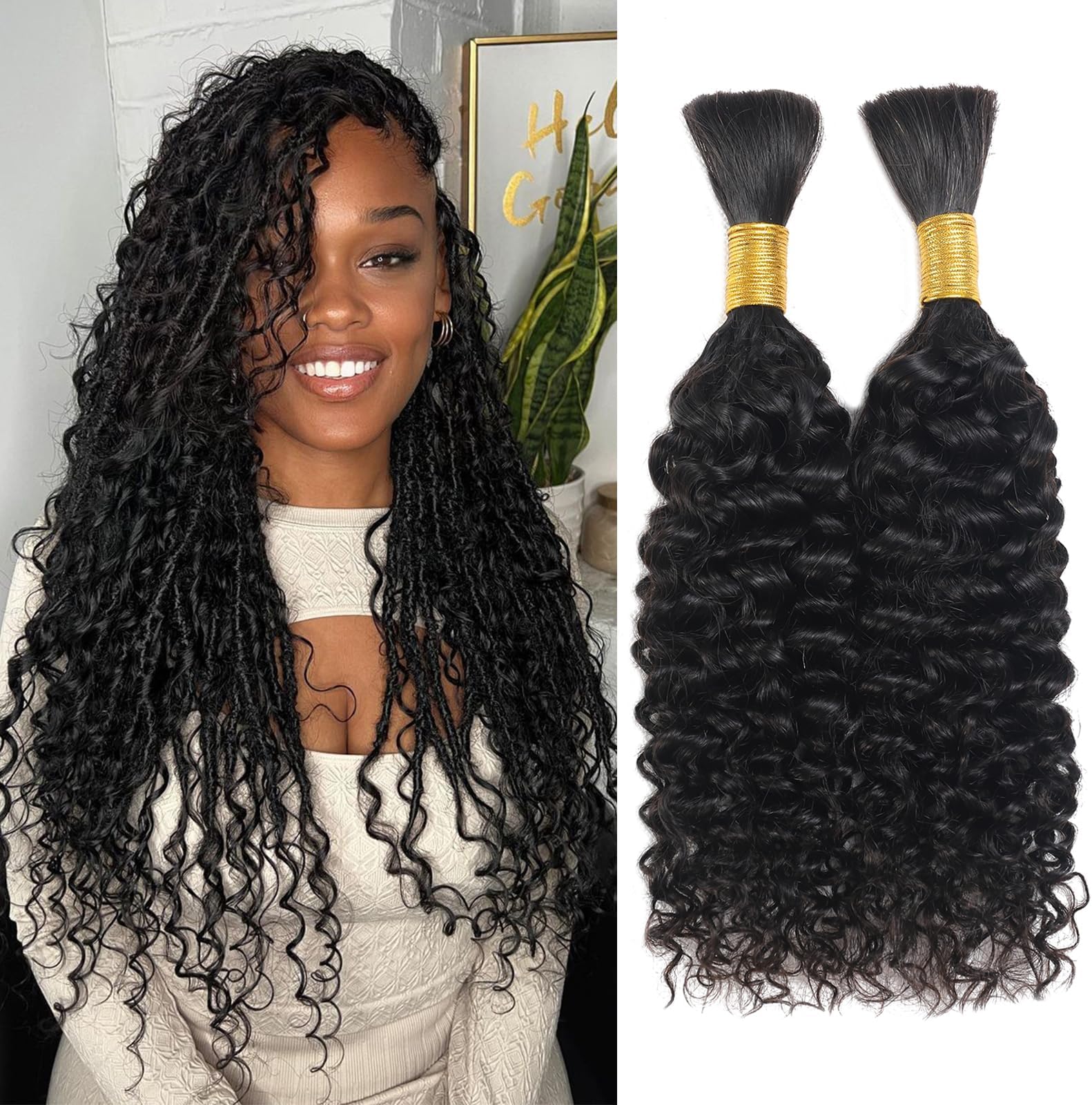 Amazon.com : Boho Human Braiding Hair Curly for Boho Braids 20 Inch ...