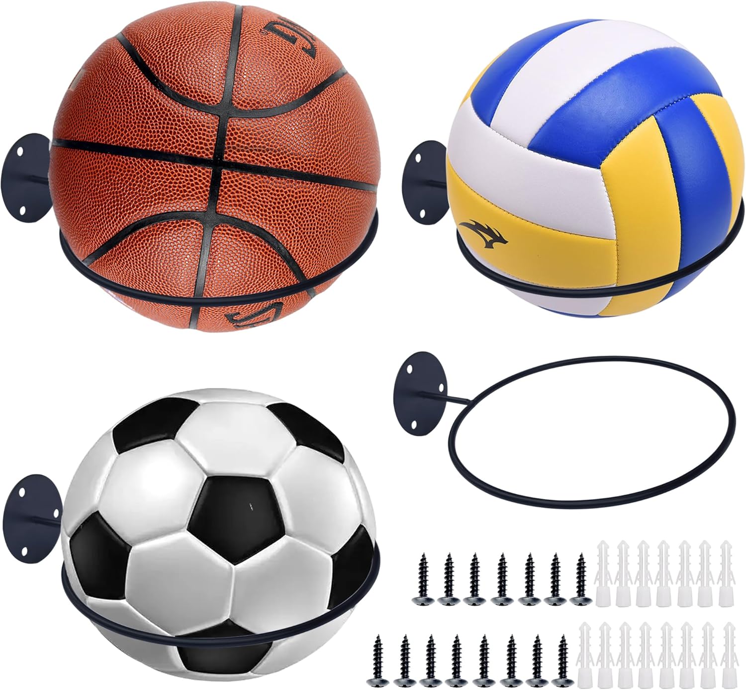 Amazon.com: APYECKIT 4Pcs Basketball Wall Mounted Storage Holder ...