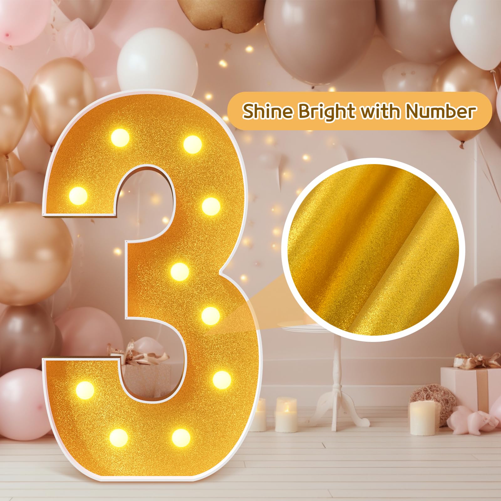 Snapklik.com : Imprsv Marquee Numbers Gold Party Decoration: 4 Feet ...