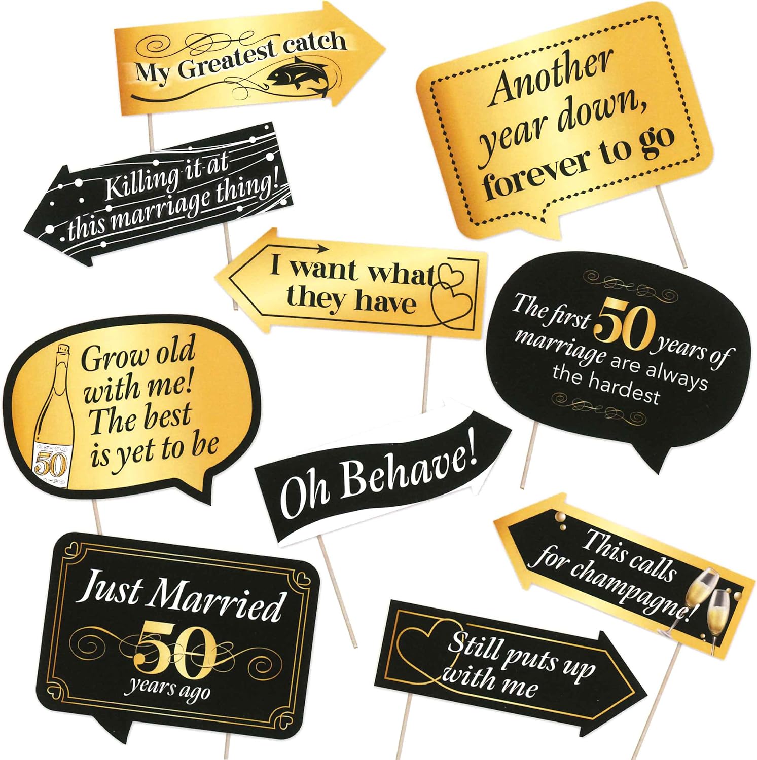 Amazon.com: 50th Wedding Anniversary Photo Booth Props - Wedding ...