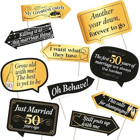 Amazon.com: 50th Wedding Anniversary Photo Booth Props - Wedding ...