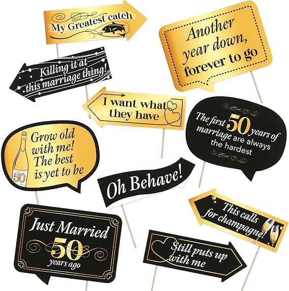 Amazon.com: 50th Wedding Anniversary Photo Booth Props - Wedding ...