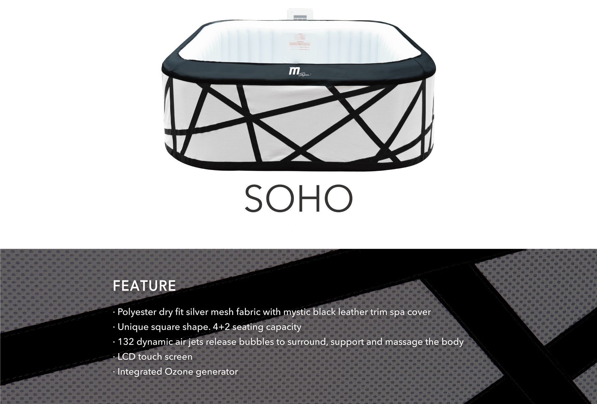 MSPA BOLD LOOKING Square Soho Bubble Inflatable Hot Tub Portable Spa ...