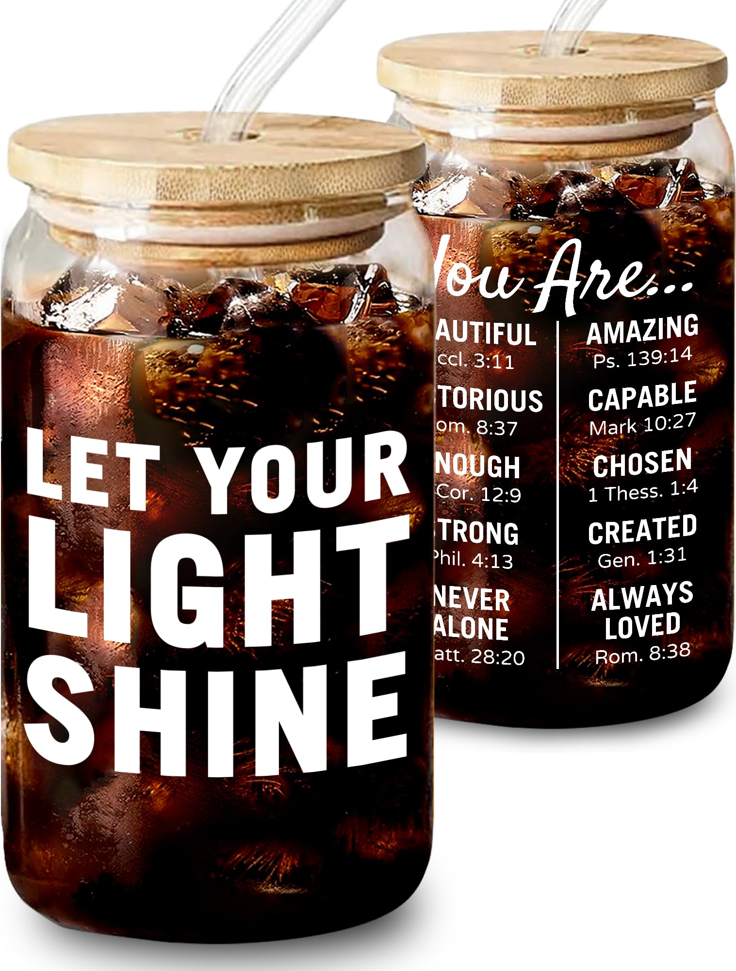 KEDRIAN Christian Glass Cup 16oz, Bible Verse Gifts, Inspirational ...