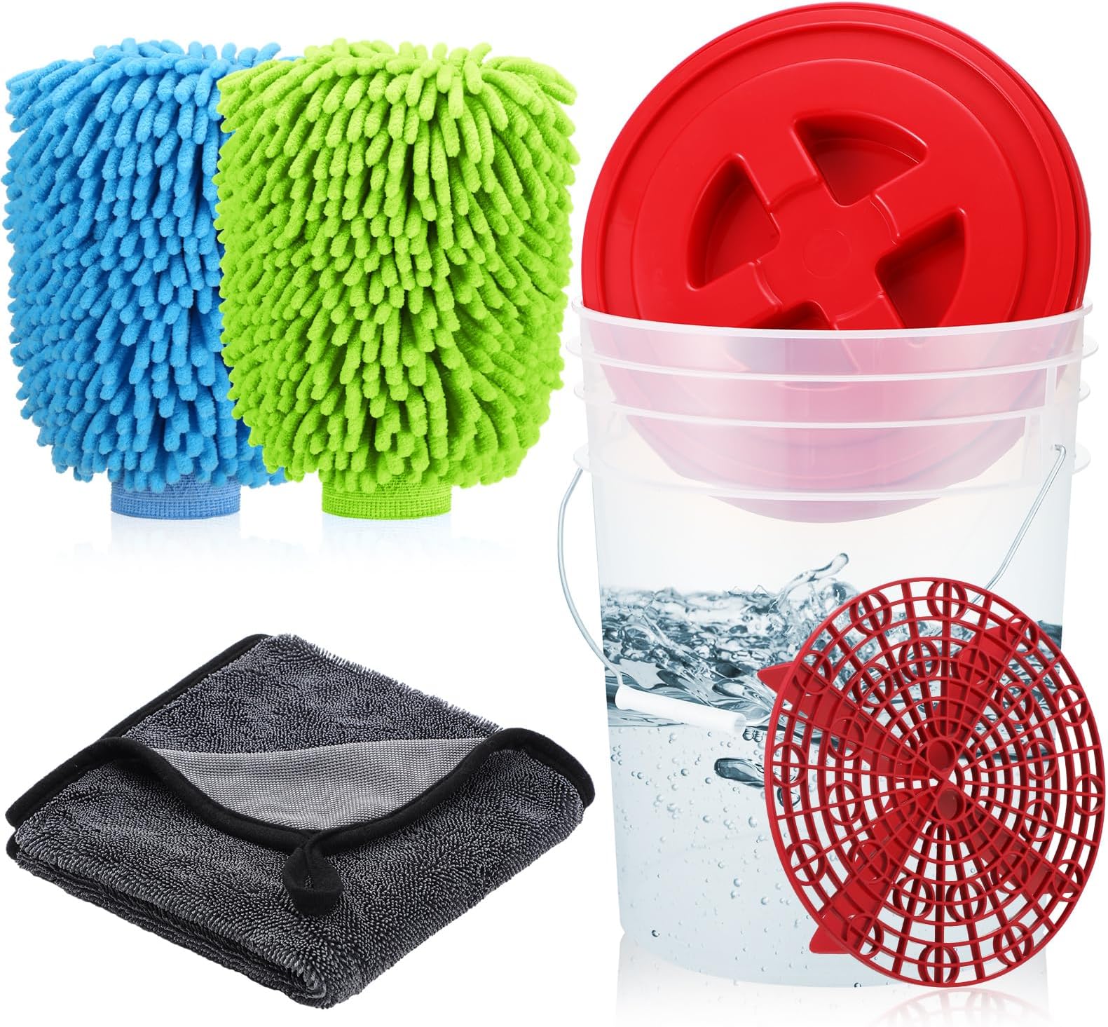 Amazon.com: Havawish 4 Pcs Car Wash Kit with 5 Gallon Bucket Seal Lid ...