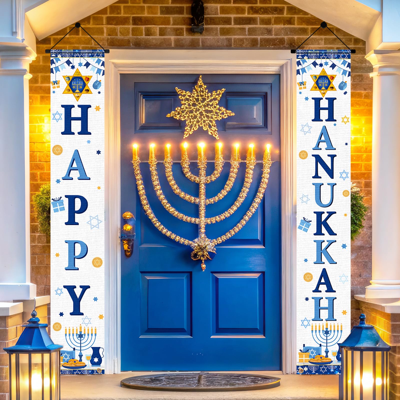 Amazon.com: Happy Hanukkah Door Banner Hanukkah Banner Hanukkah ...