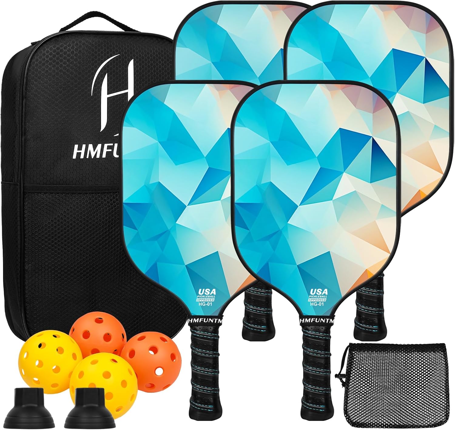 Amazon.com : HMFUNTM Pickleball Paddles Set of 4, Fiberglass Surface ...
