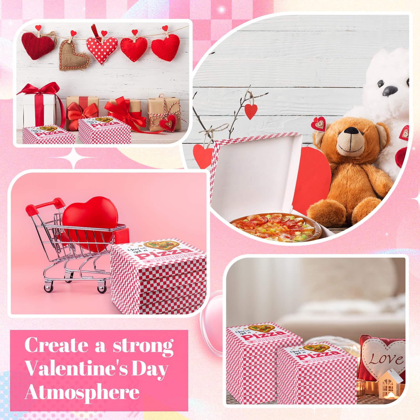 Snapklik.com : 24 Pcs Valentine Mini Pizza Box 6.3 X 6.3 X 0.9 Inch ...