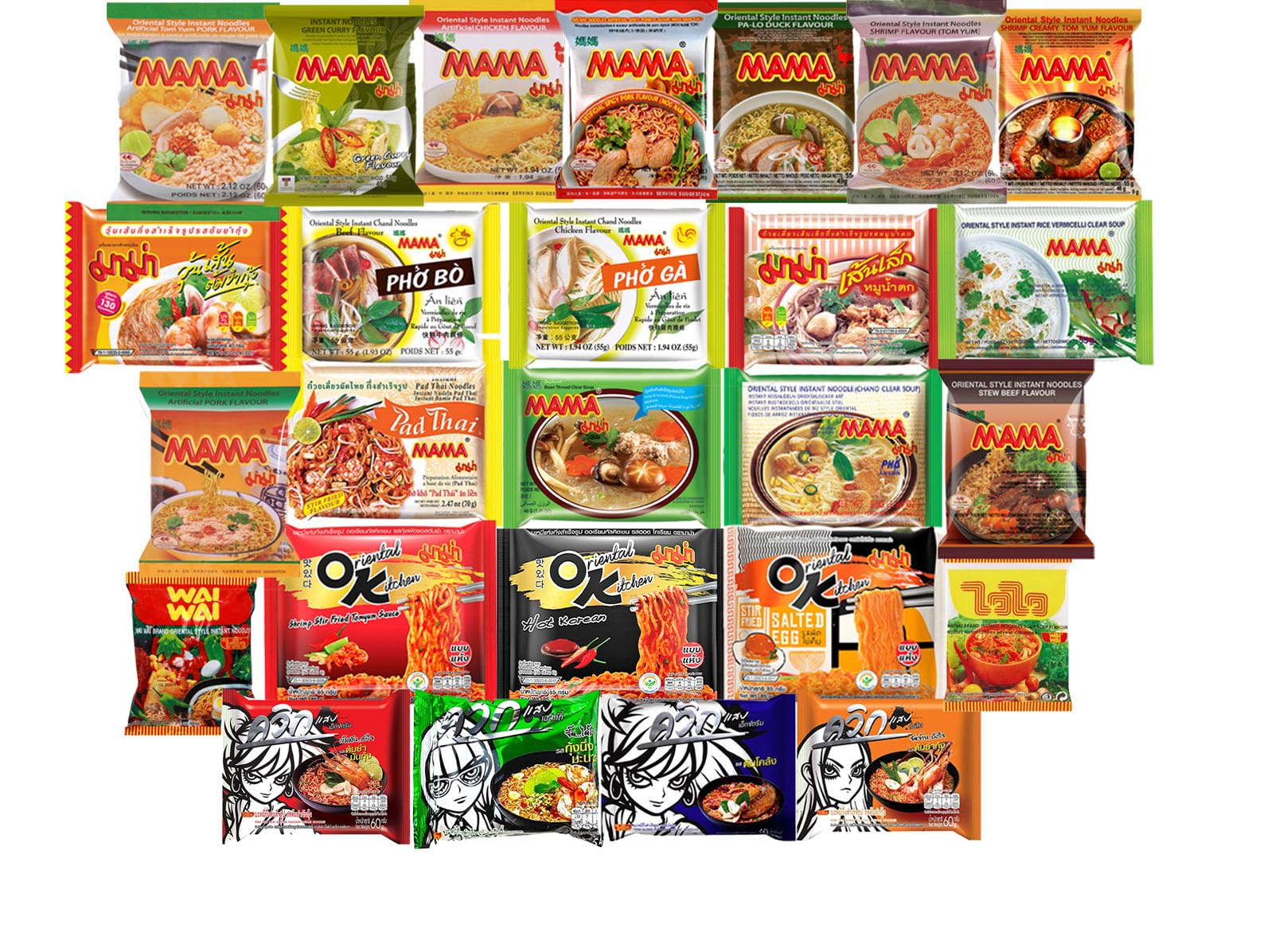 Snapklik.com : Wai Wai Noodles And Mama Ramen Thai Noodle Variety Pack ...