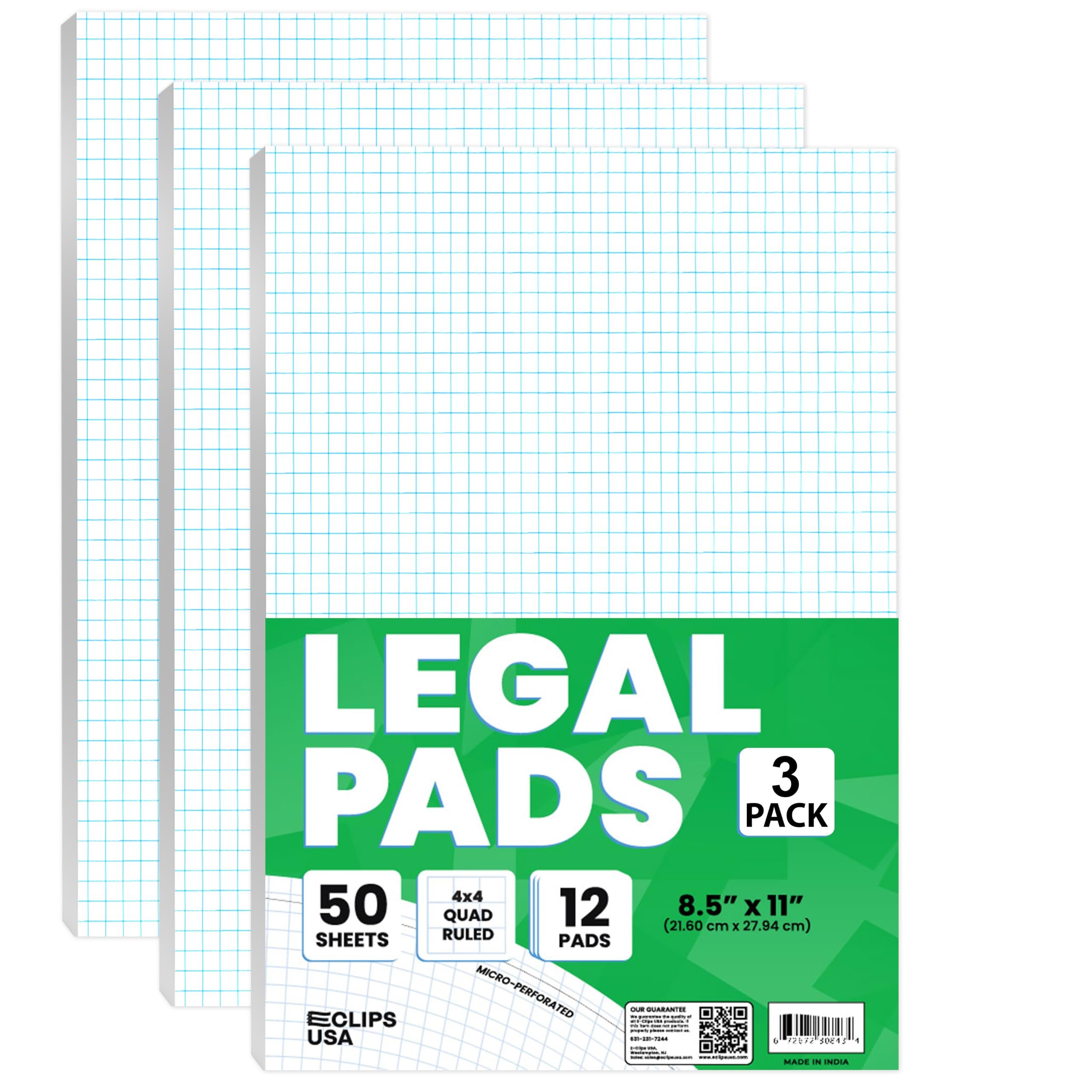 Amazon.com : E-CLIPS USA Graph Paper Pad, Graph Paper Notebook, 4 x 4 ...