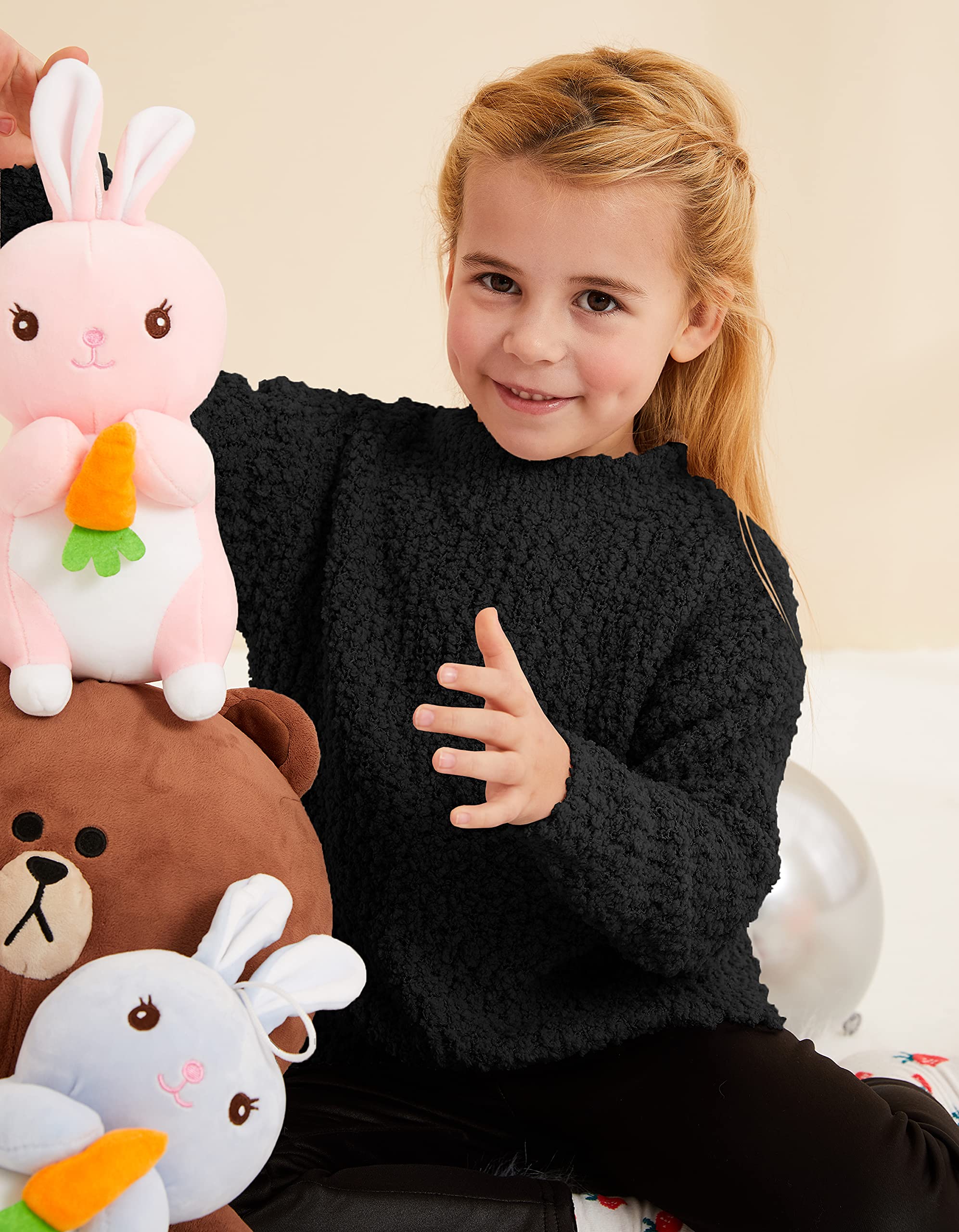 Snapklik.com : Girls Sweaters Fuzzy Knit Kids Cozy Popcorn Fall Winter ...