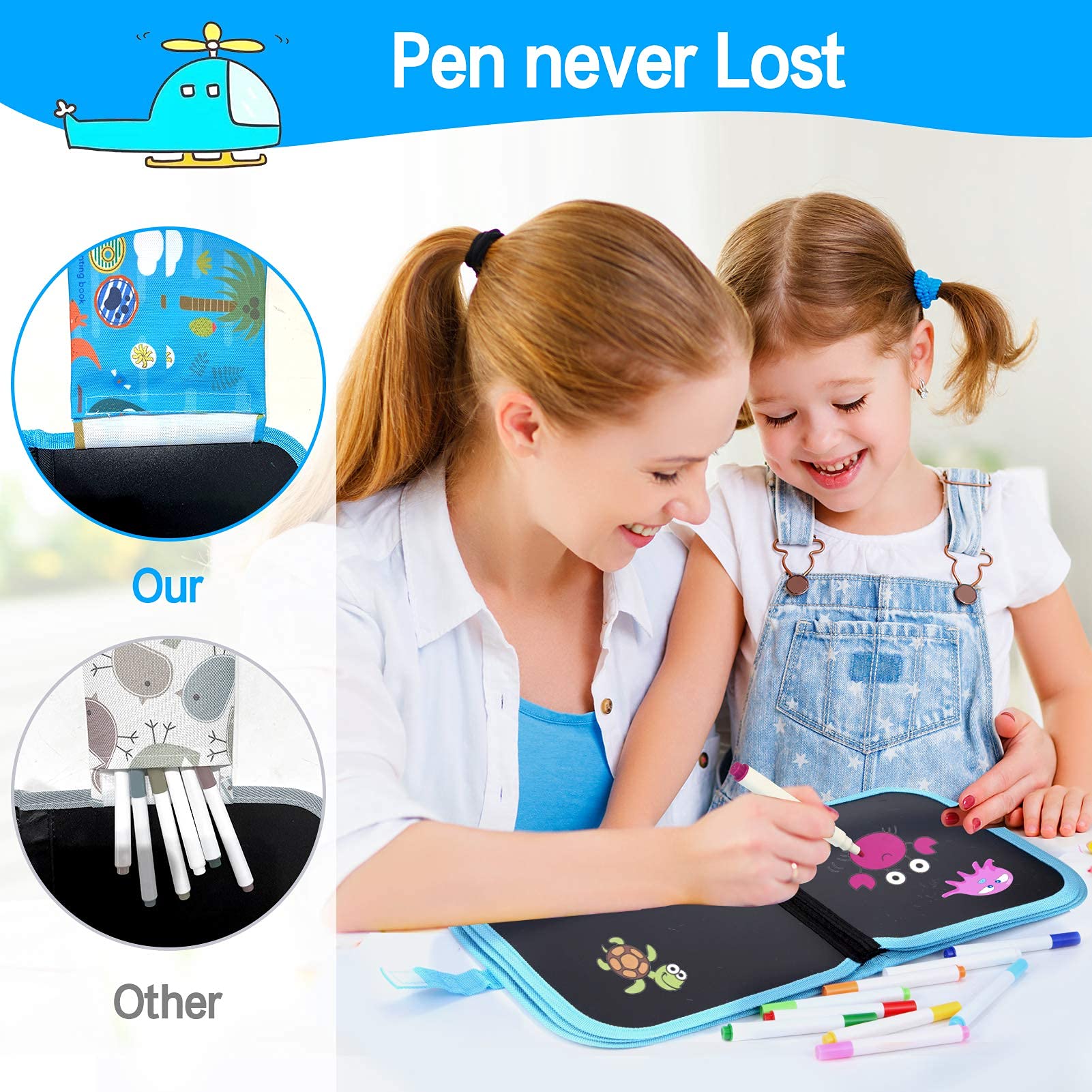 Kids Quiet Activity Toy For Car Rides Hoshea Kids Erasable Doodle Book ...