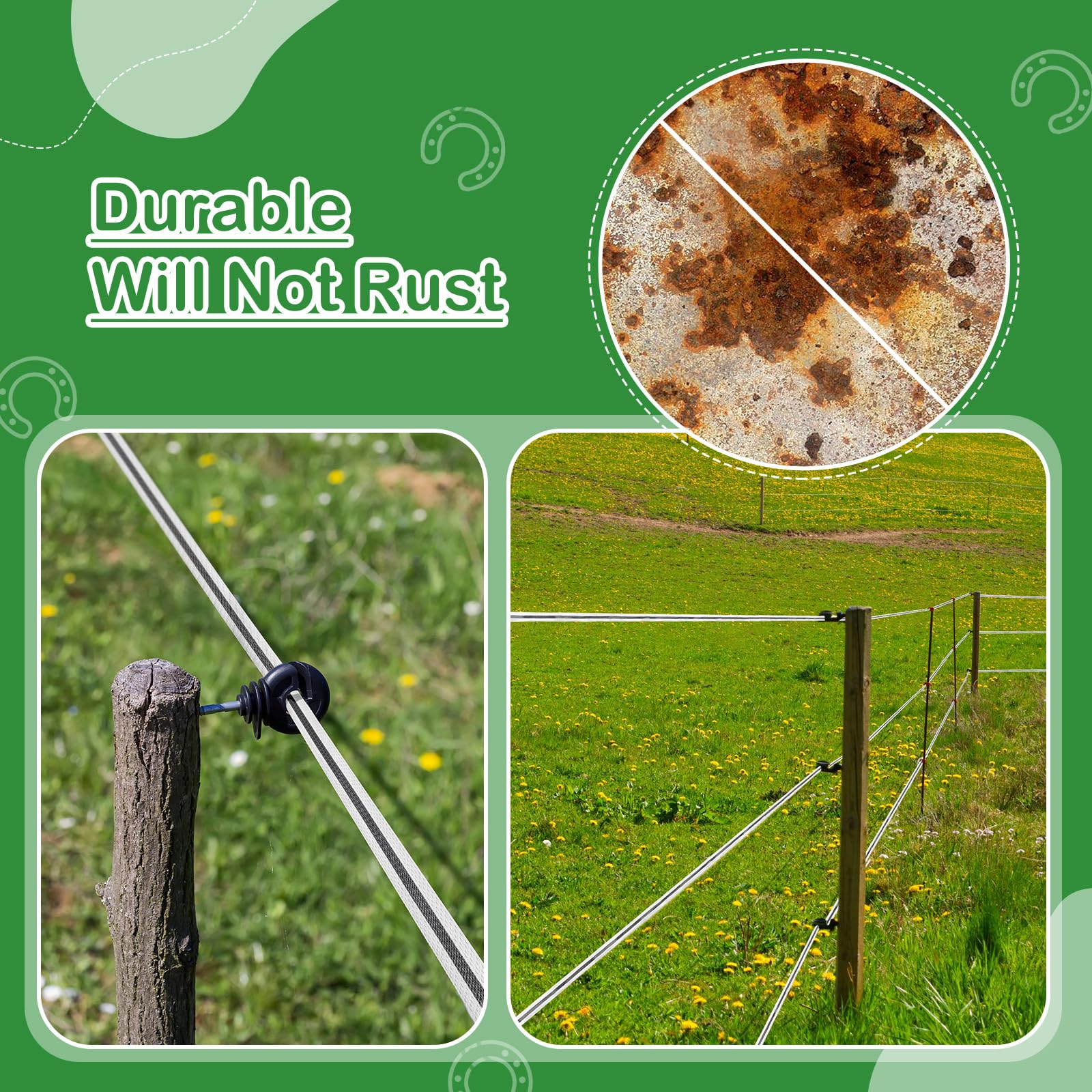 Snapklik.com : Wowangce 2 Pcs Poly Tapes For Electric Fence Horse Fence ...