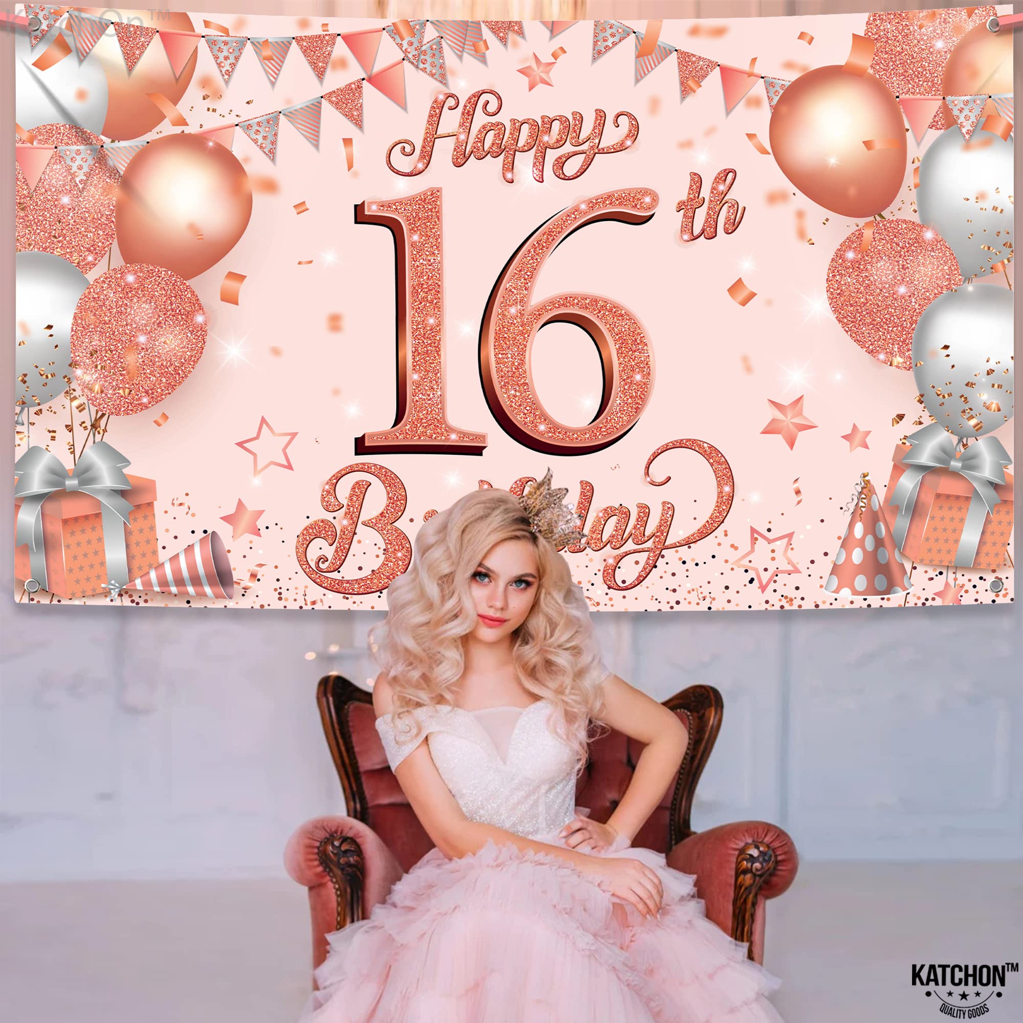 16 Birthday Decorations Girl Happy 16th Birthday Decorations Banner For ...