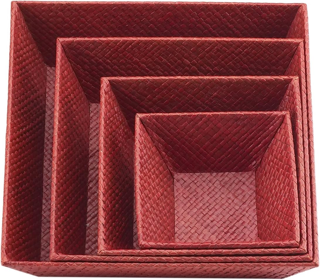 Amazon.com: Set of 3 Square Nesting Pandan Boxes - Terracotta : Home ...