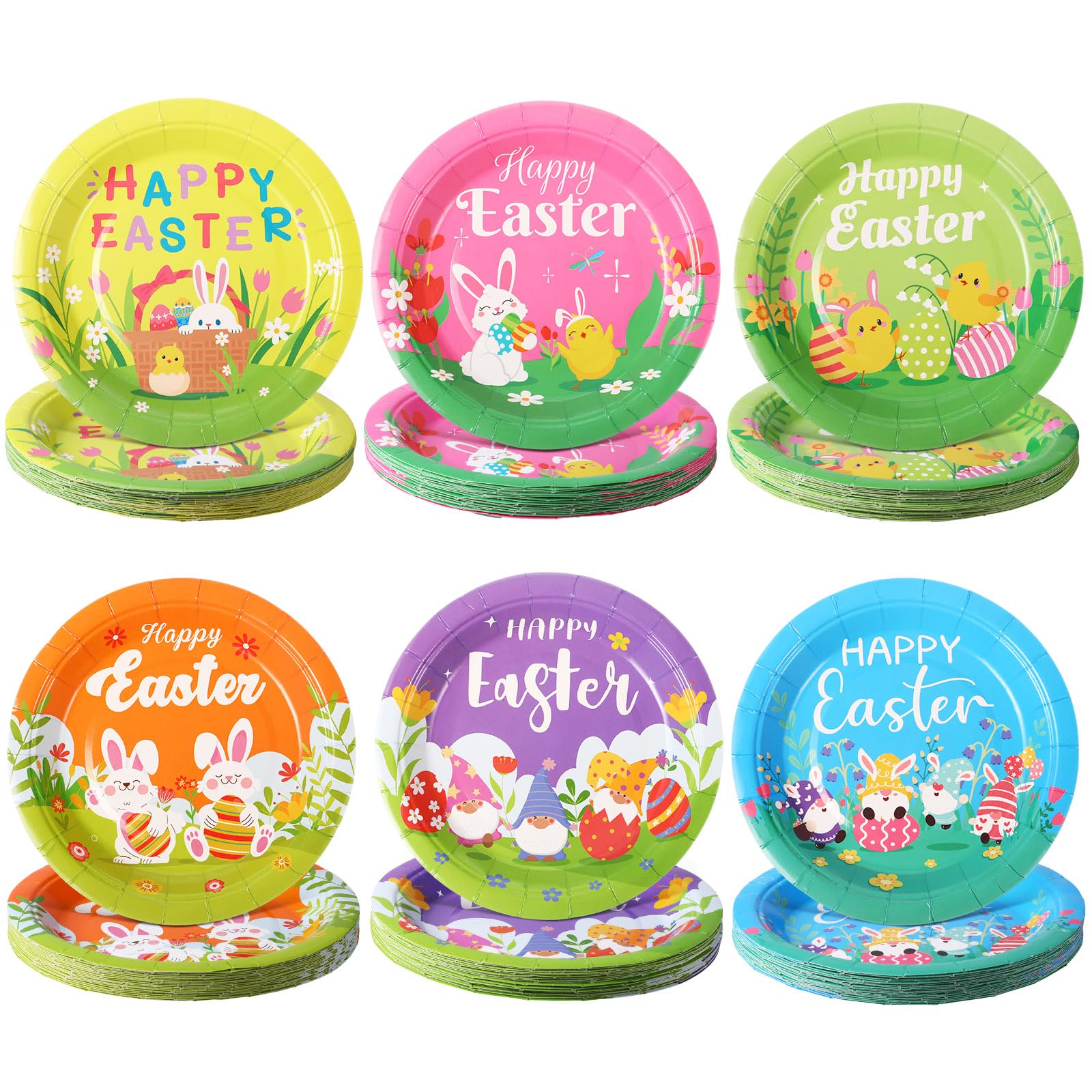 Amazon.com: Umigy 120 Pieces Happy Easter Paper Plates Bulk 7 Inch ...