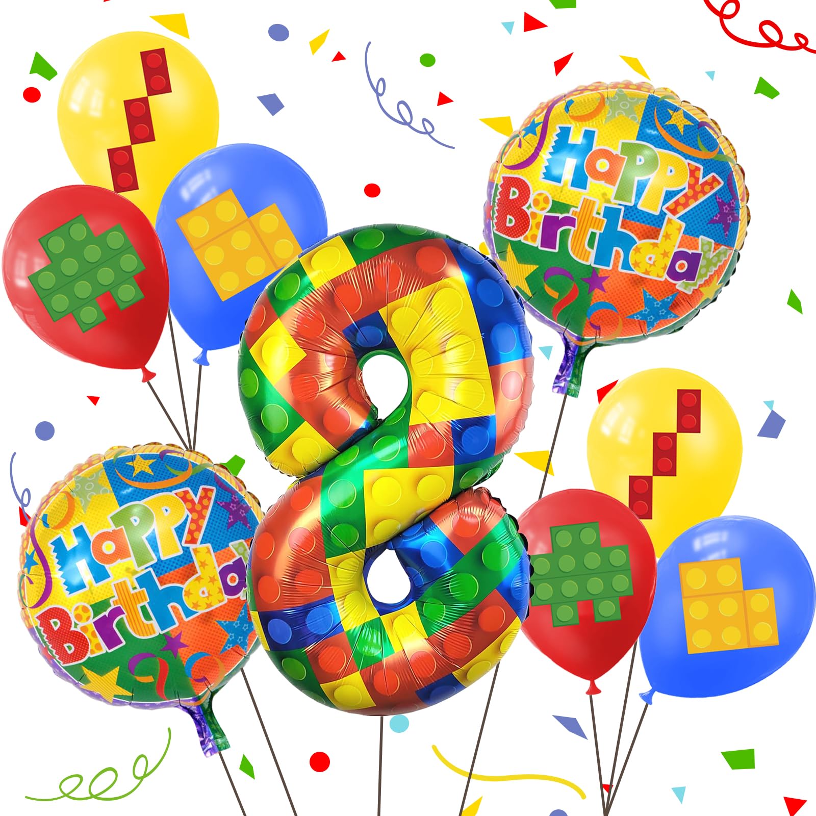 Amazon.com: Futureferry 32 Inch Building Block Number Balloons Block ...