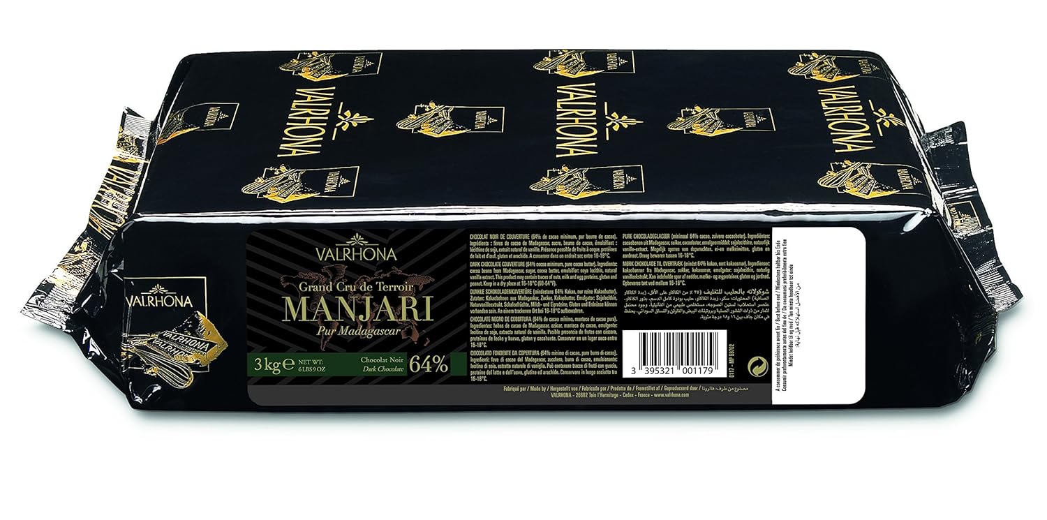 Amazon.com : Valrhona Manjari 64% Bakers Block 1kg/Block (Pack of 3 ...