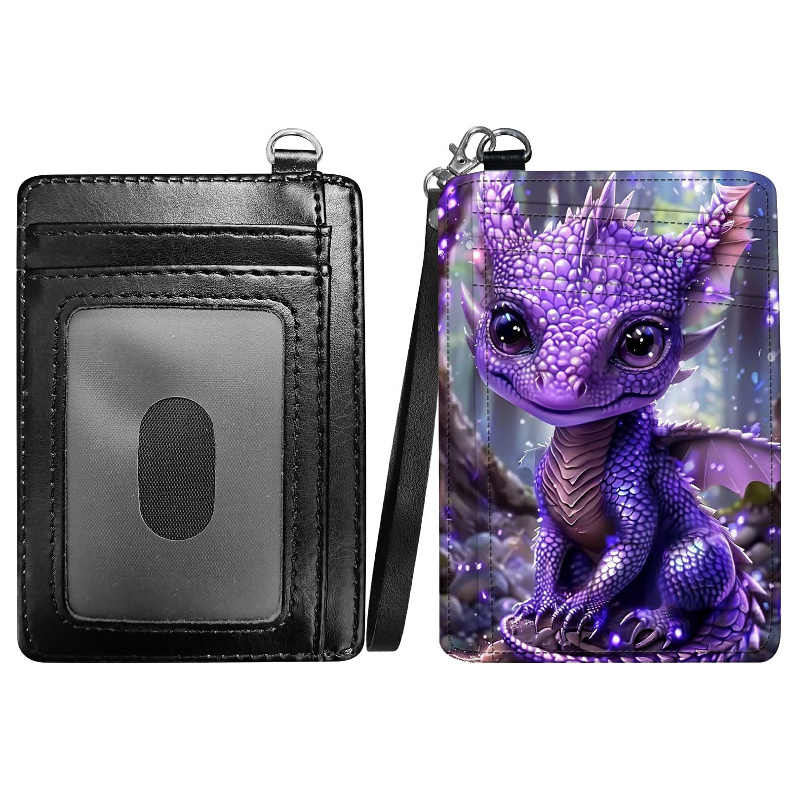 Amazon.com: RWUTYTIUL Purple Dragon Slim Minimalist Wallet with Lanyard ...