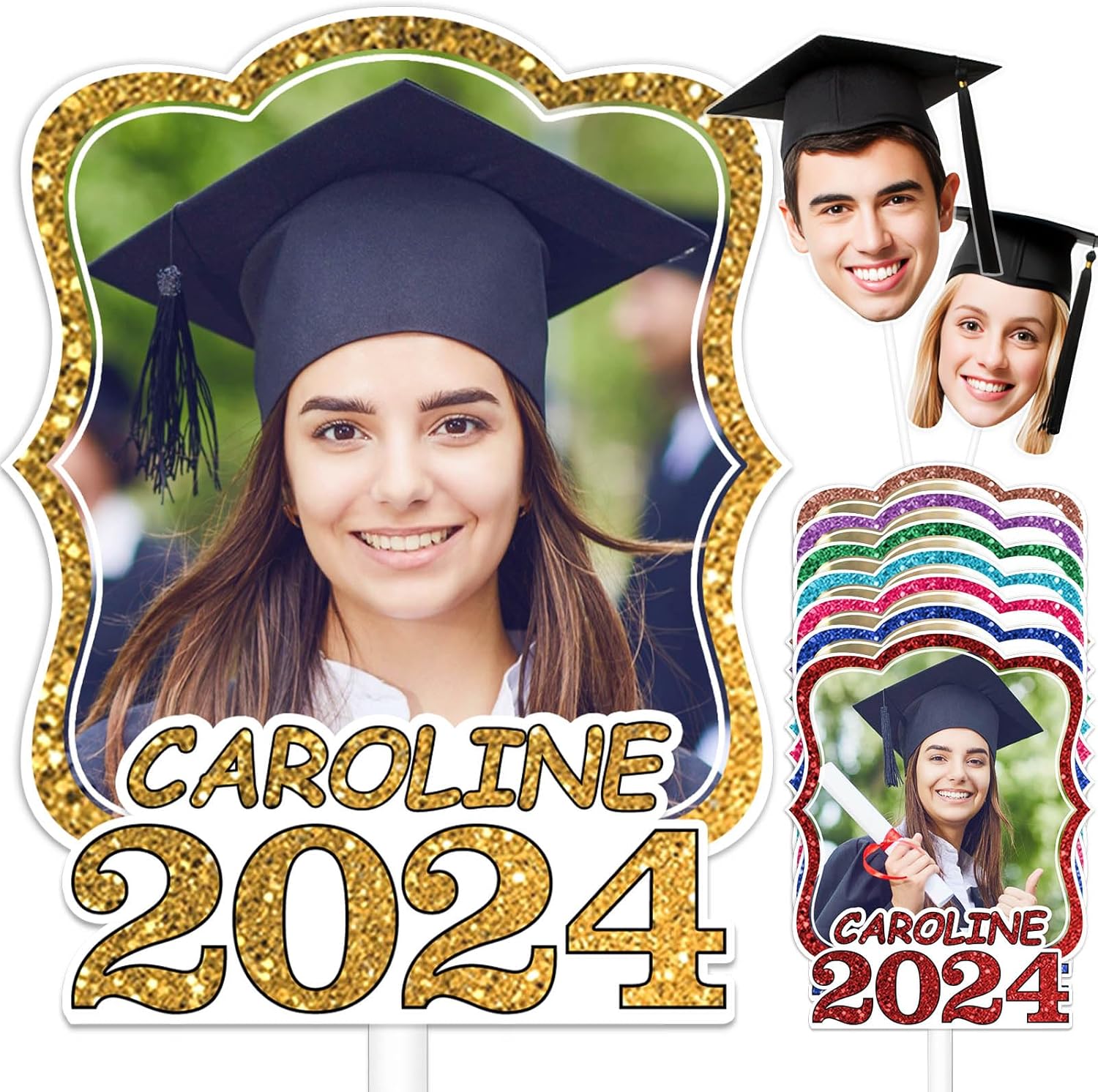 Amazon.com: Graduation Face on a Stick 2024, Custom Photo Cardboard ...