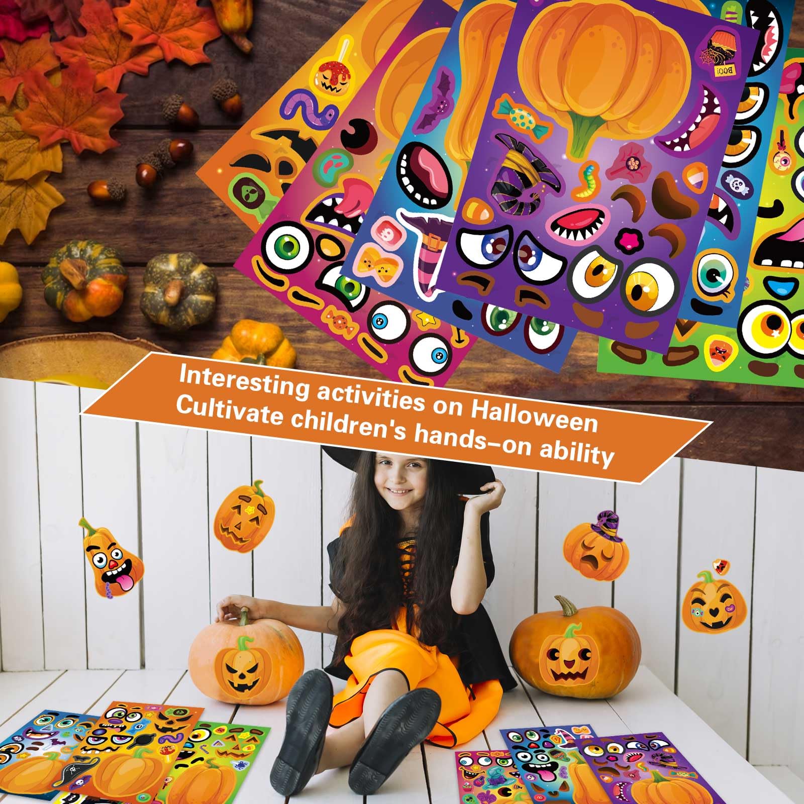 Party Favor Activity Stickers JOYN 16 Packs Halloween Pumpkn Stckers ...
