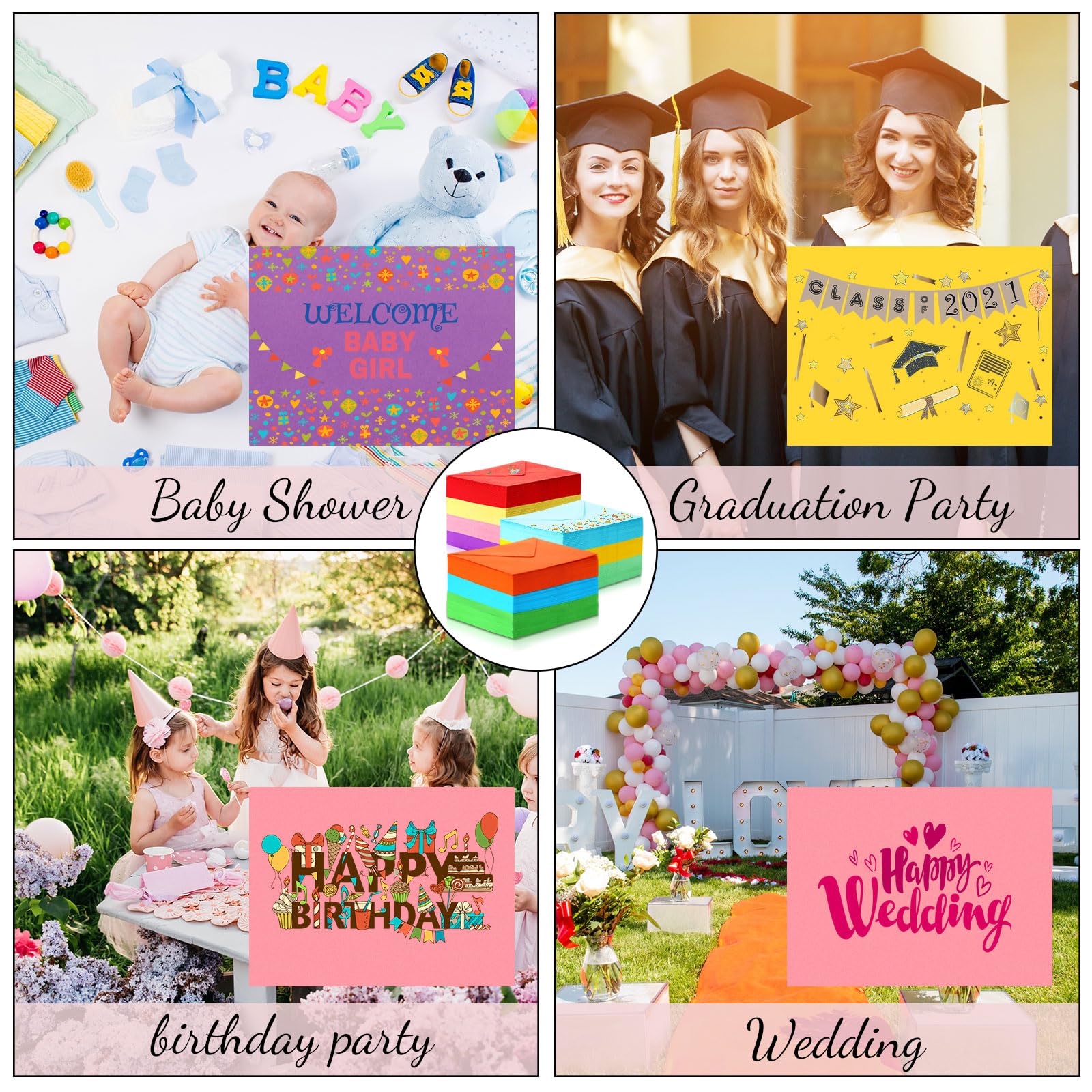 500 Pcs Colorful A7 Envelopes Seal Printable Colored Envelopes for 5x7 ...