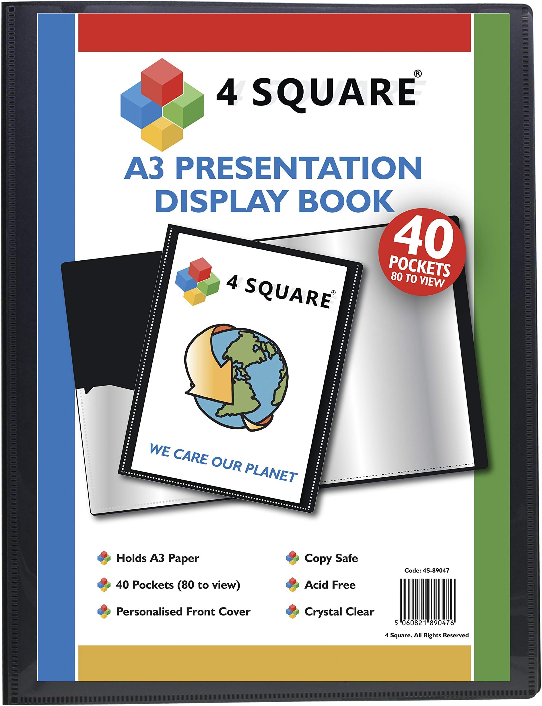 A3 Display Book - 40 Pockets (80 Sides) Black Presentation Display Book ...