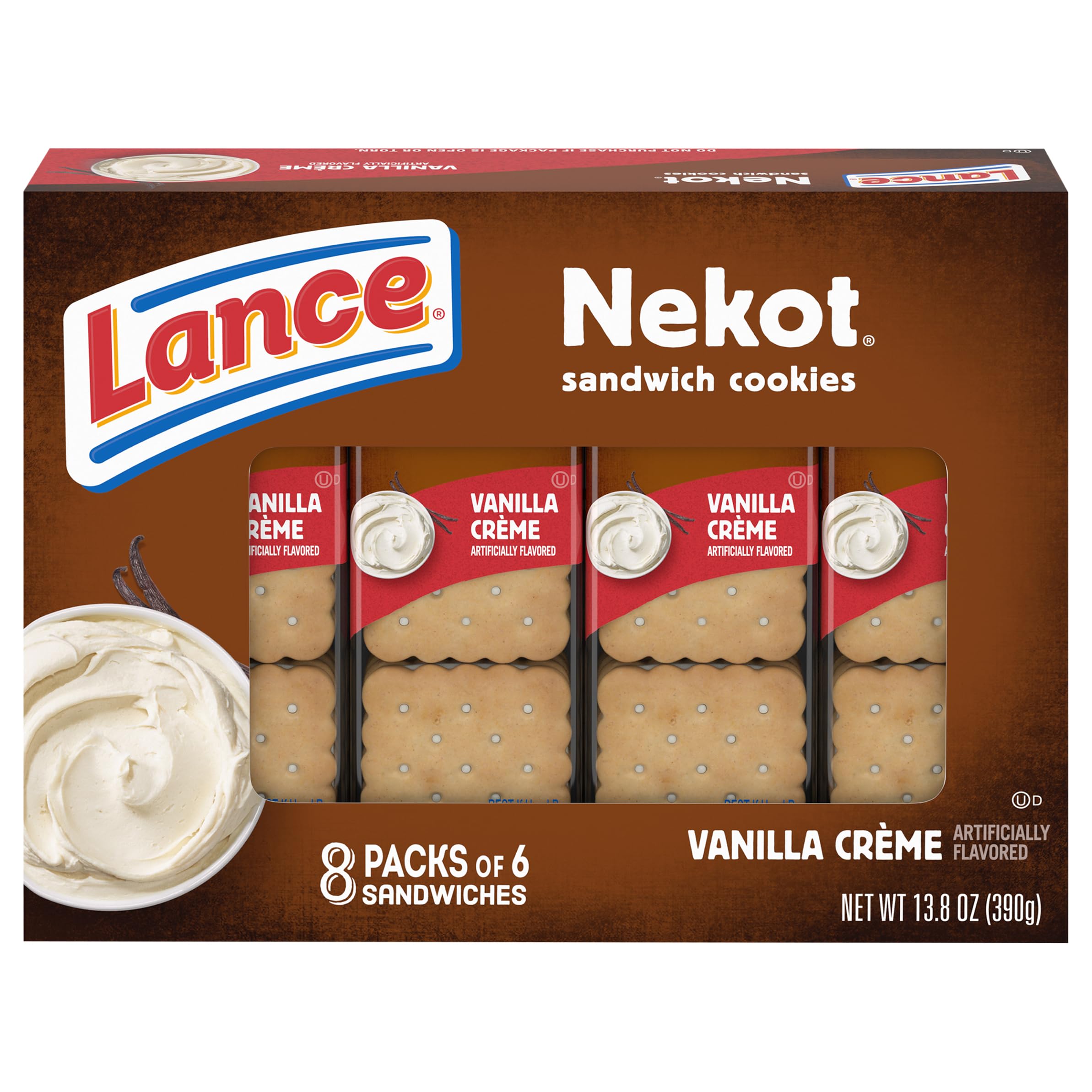 Amazon.com: Lance, Vanilla Crème Nekot Sandwich Cookies, 13.7 Ounce ...