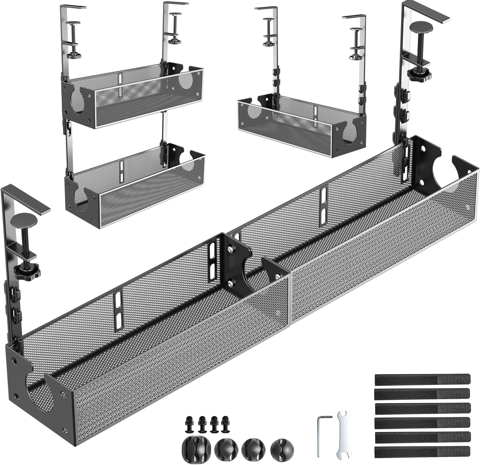 Amazon.com: Multi-Model Under Desk Cable Management 2 Pack Metal Under ...