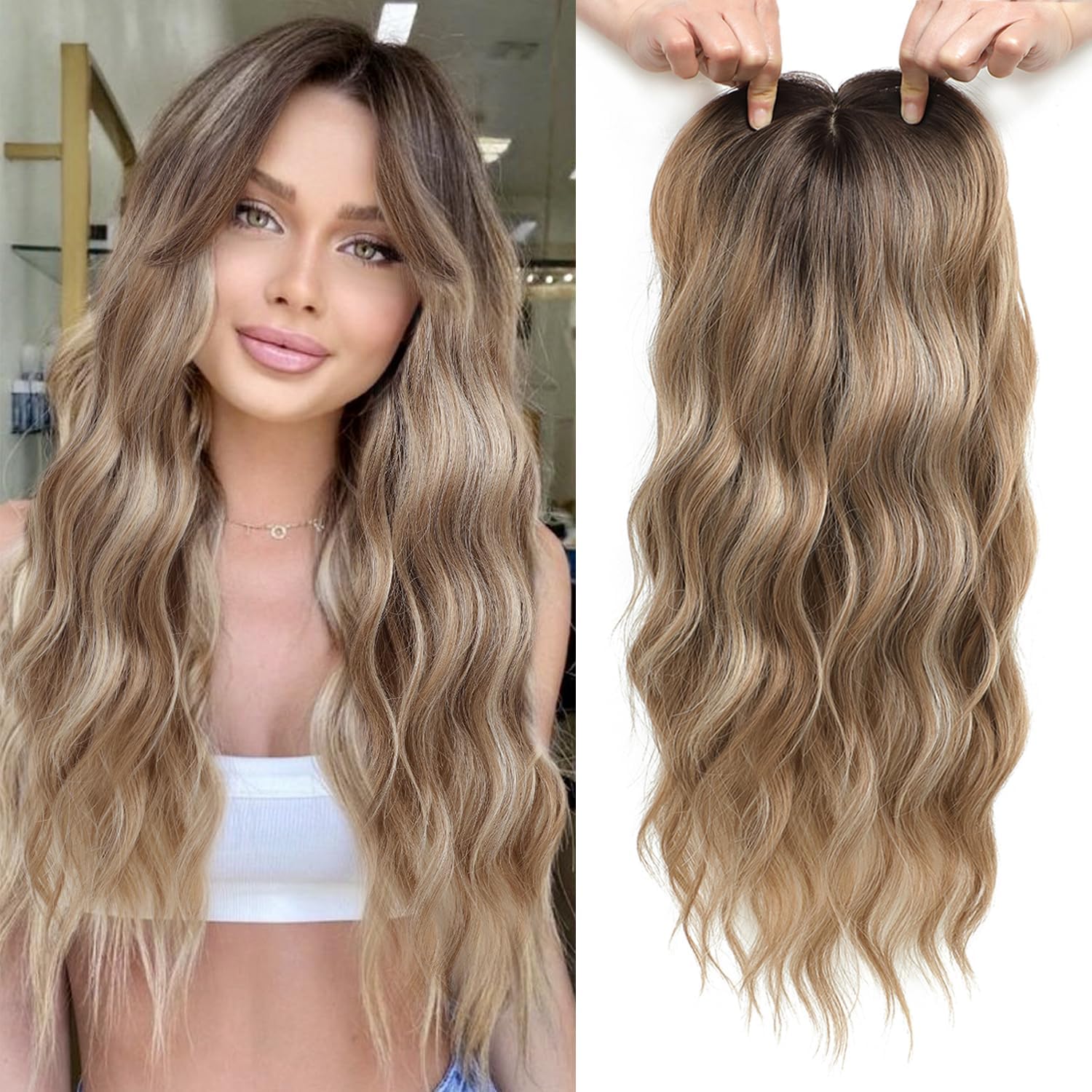 Amazon.com : Lace Front Hair Body Wavy Topper Big Base Cover Thinning ...