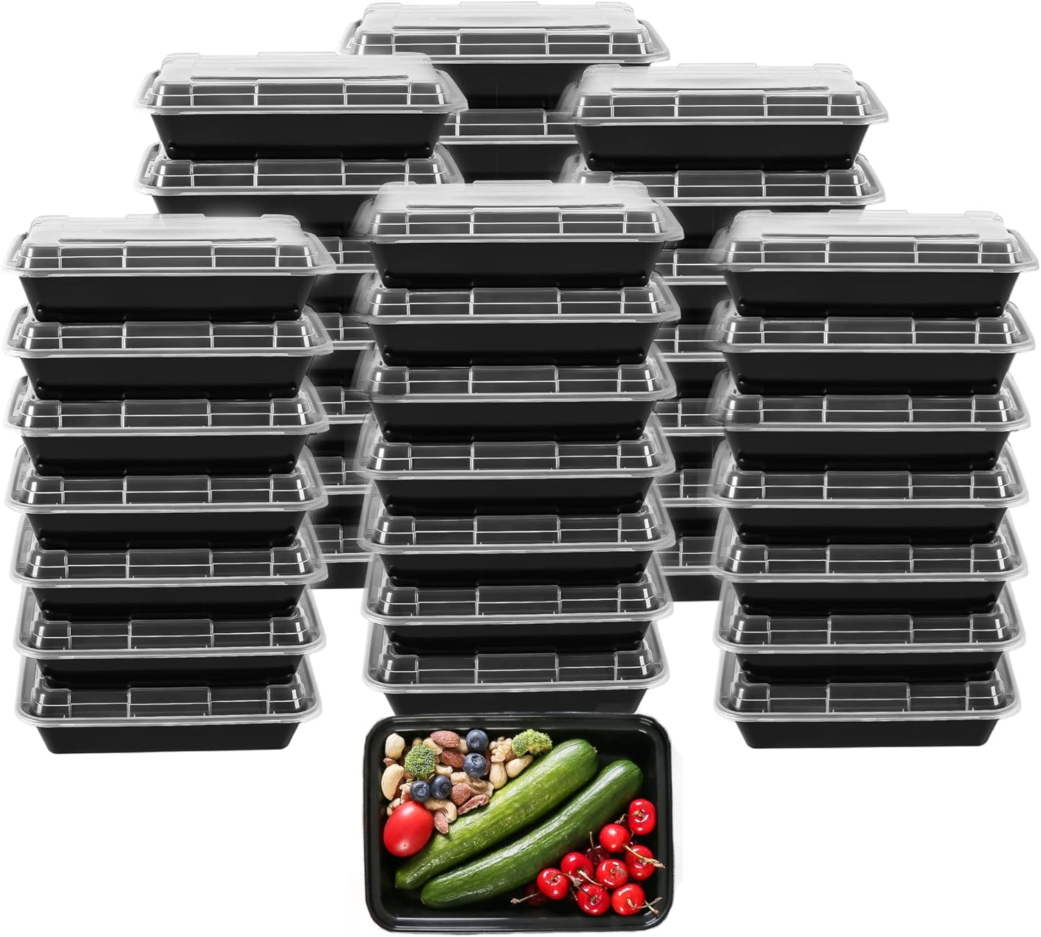 NutriBox 50 Pack Premium Meal Prep Containers with Lids [28 oz] 1 ...