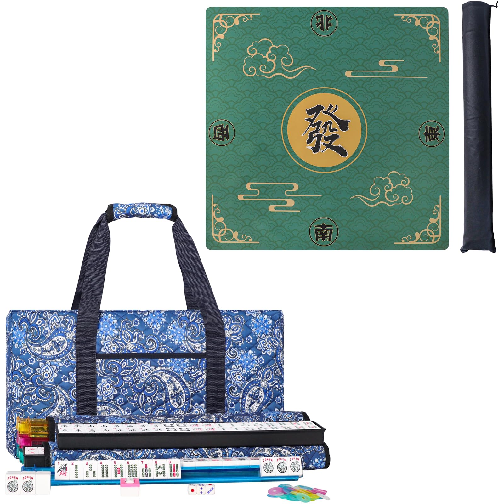 Amazon.com: American Mahjong Set,Tiles with Blue Bag,4 All-in-One ...