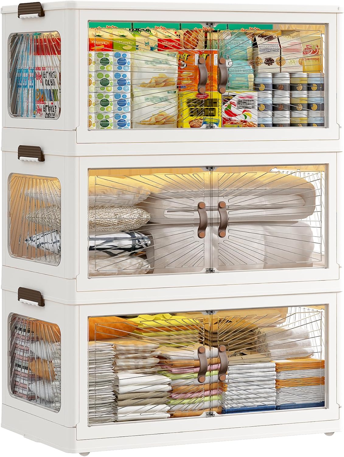 EnHomee Storage Boxes with Lids, 320L 3-Tier Stackable Storage Boxes ...