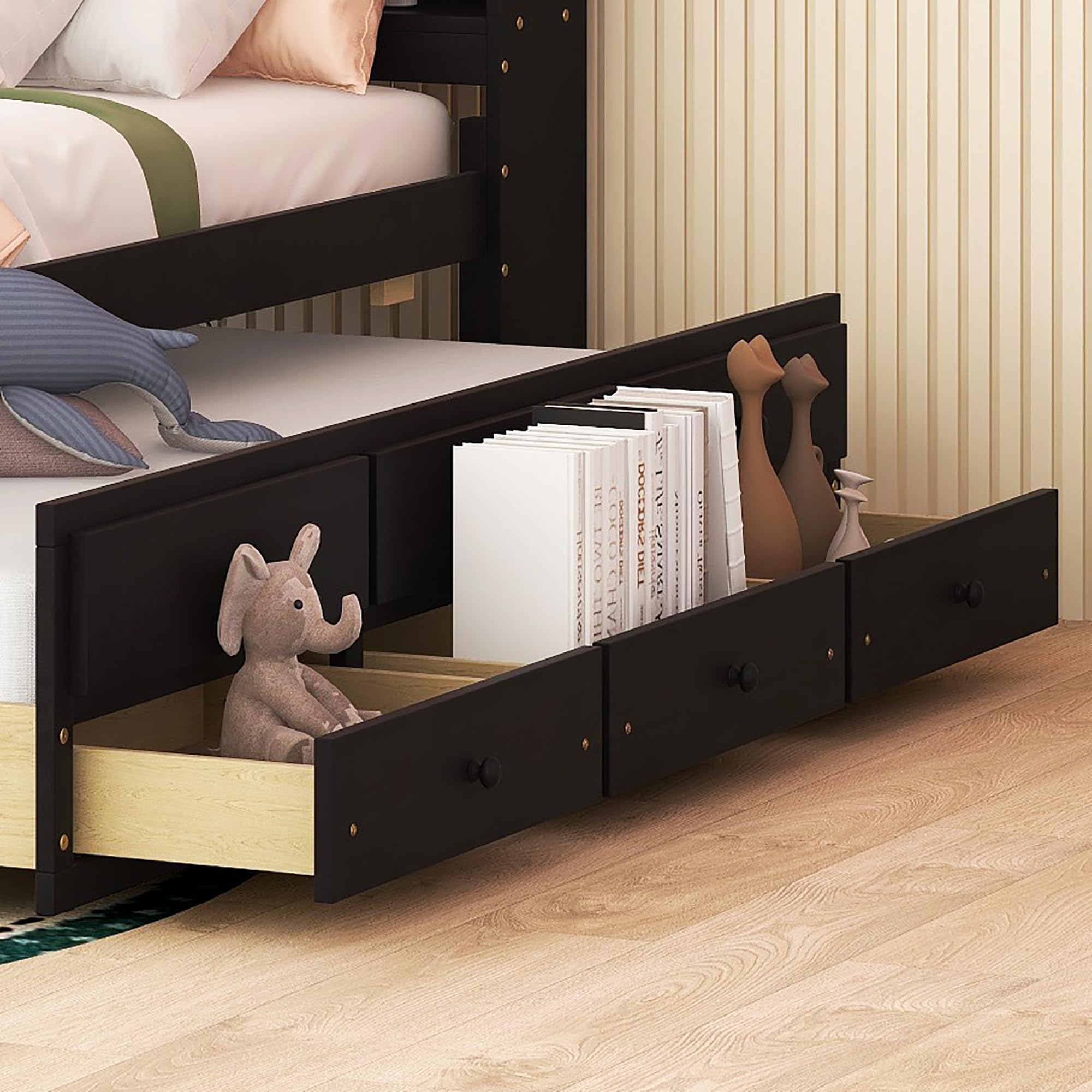 Snapklik.com : Bellemave Twin Size Captains Bed Storage Daybed