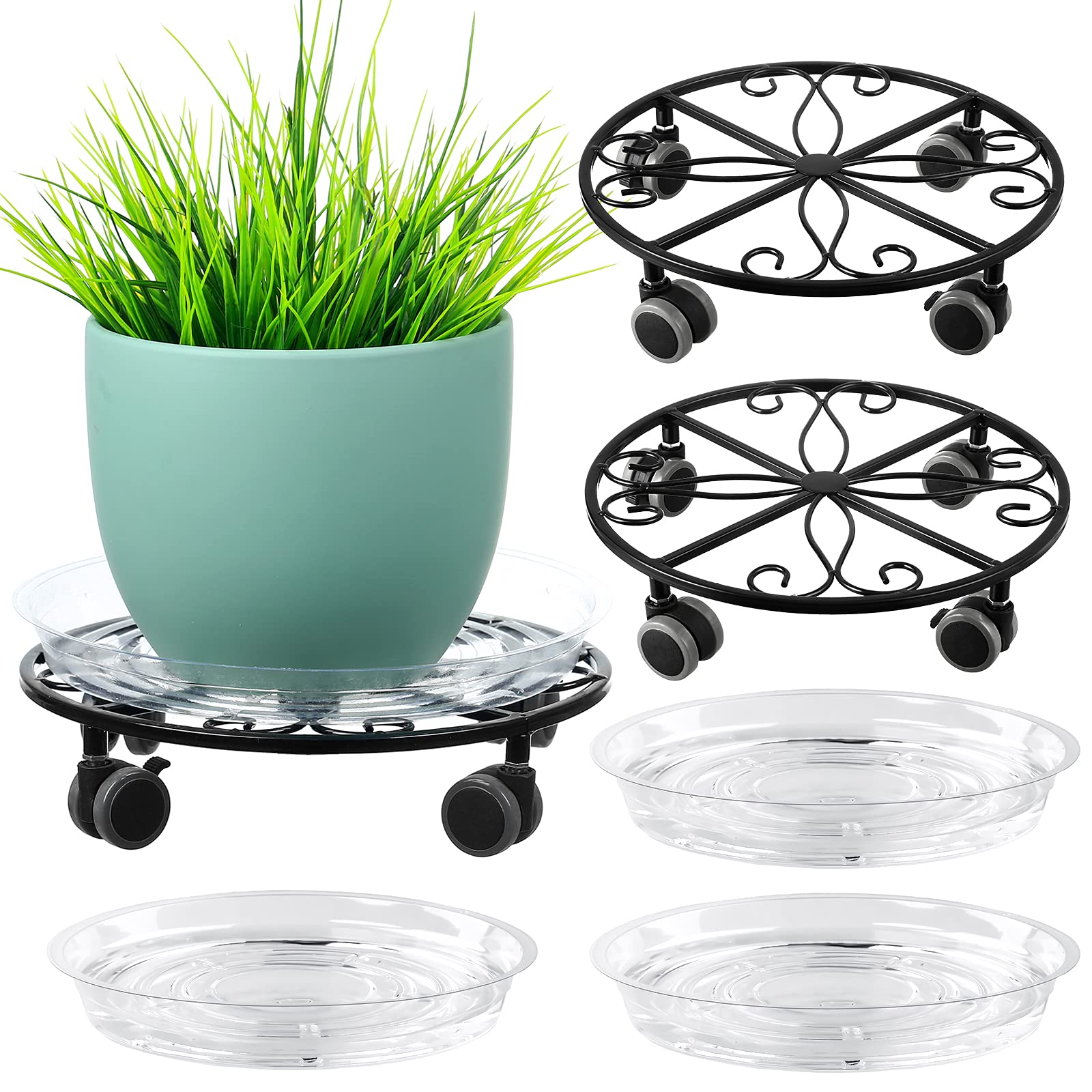 3 Pack Plant Caddy With Wheels Heavy Duty 11 8 Inches Metal Plant Stand